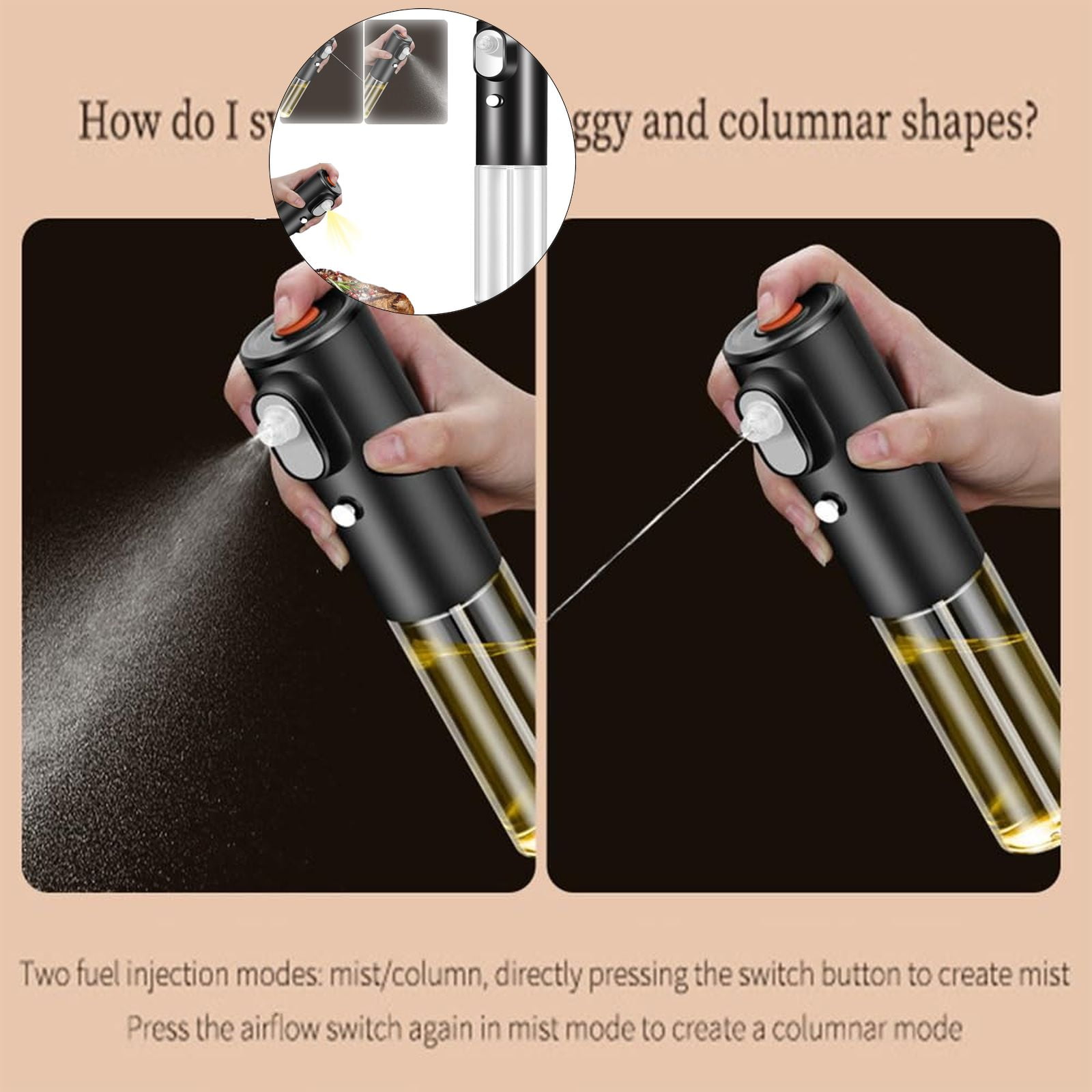 WNFJR Electric Sprayer, Butter Sprayer, Portable Oil Dispenser Bottle ...