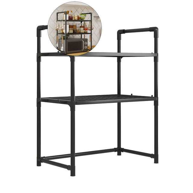 WNFJR Expandable Microwave Stand, Heavy Duty 3-Tier Adjustable ...