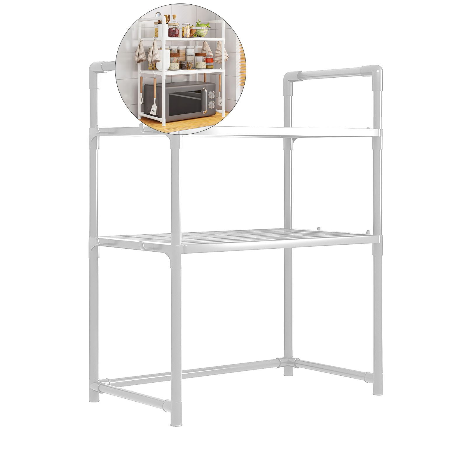 WNFJR Expandable Microwave Stand, Heavy Duty 3-Tier Adjustable ...