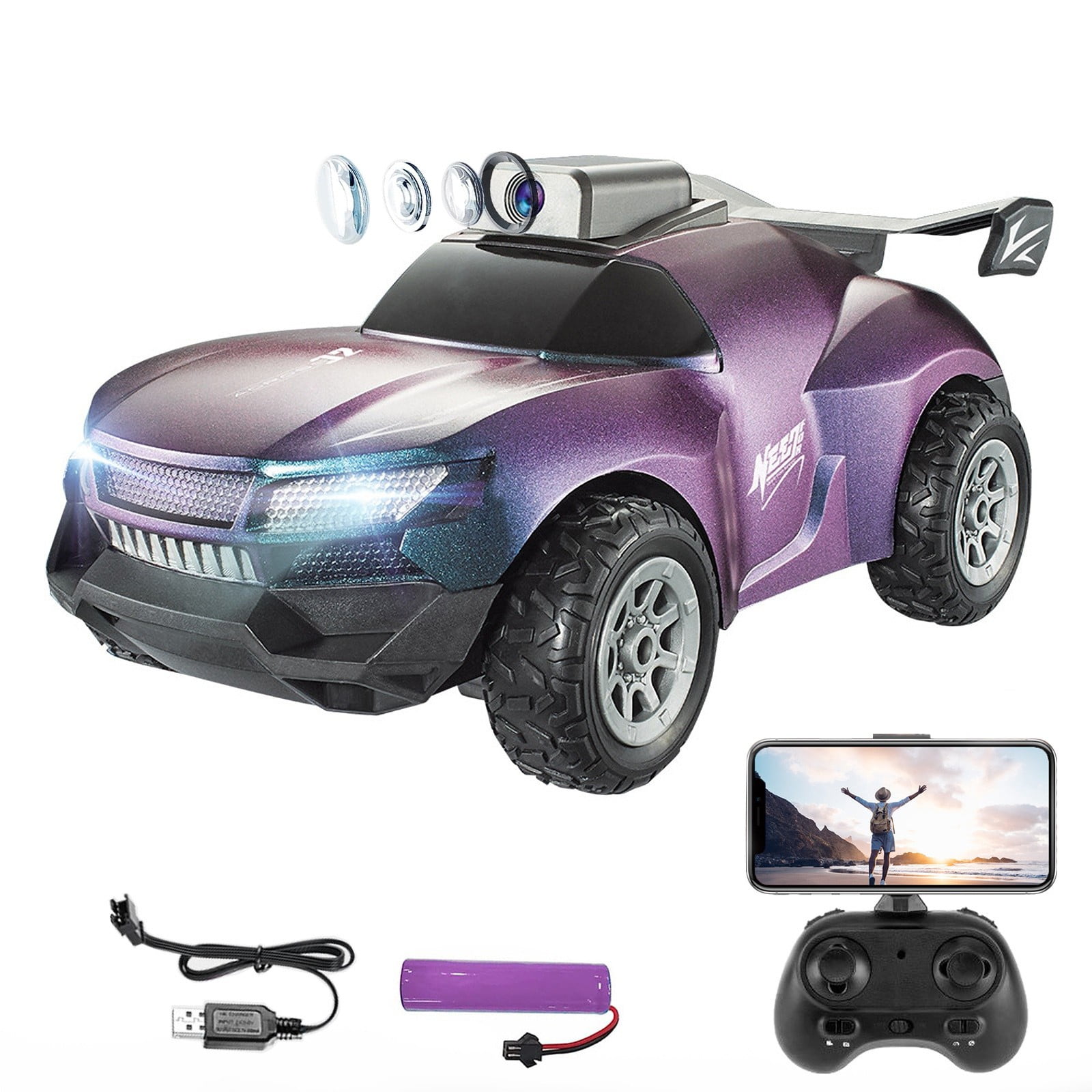 WNFJR FPV RC Car with 1080P Camera, 24Ghz Speed Adjustable RC Car ...