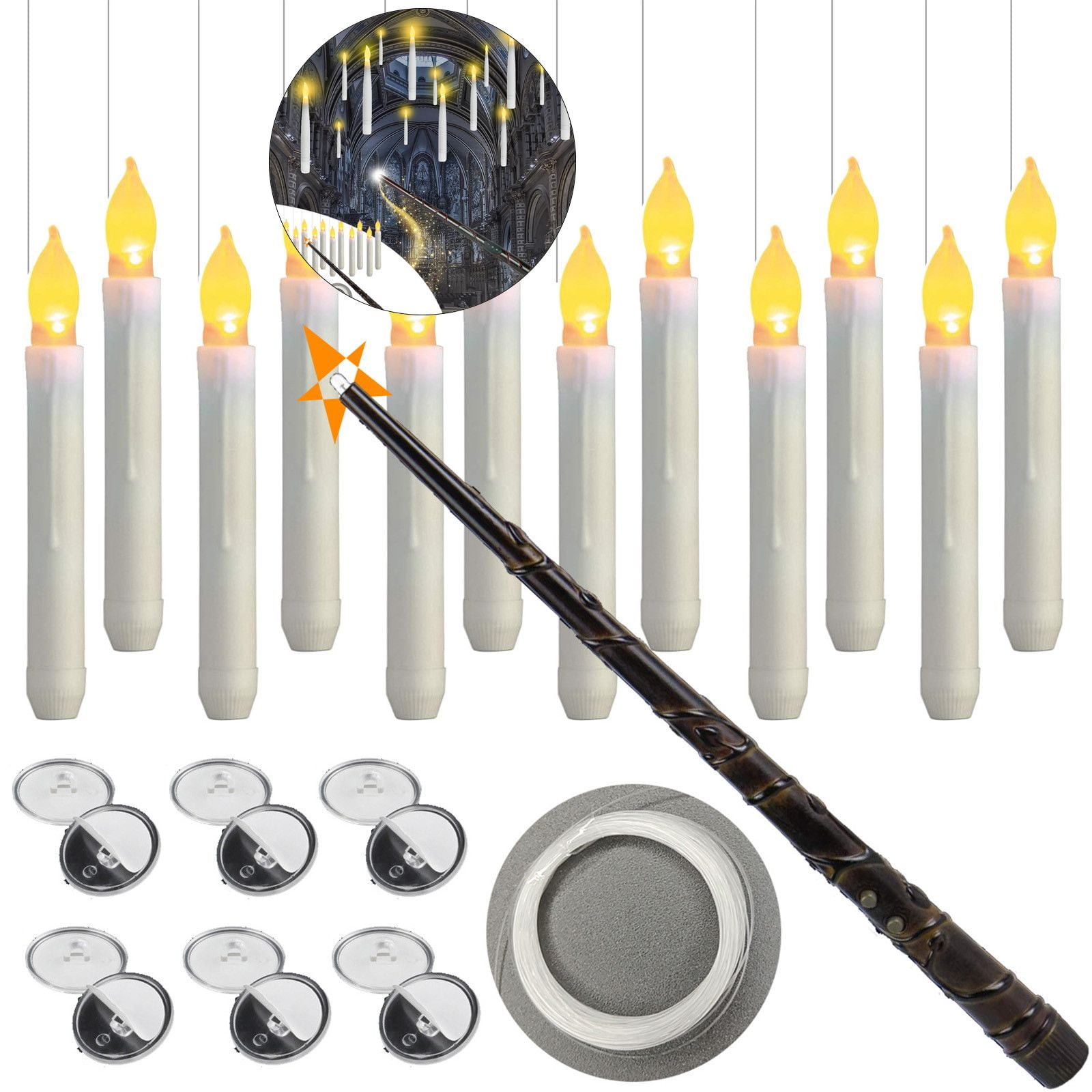 WNFJR Floating Candles with Wand, Christmas Decoration 12 Pcs Magic ...