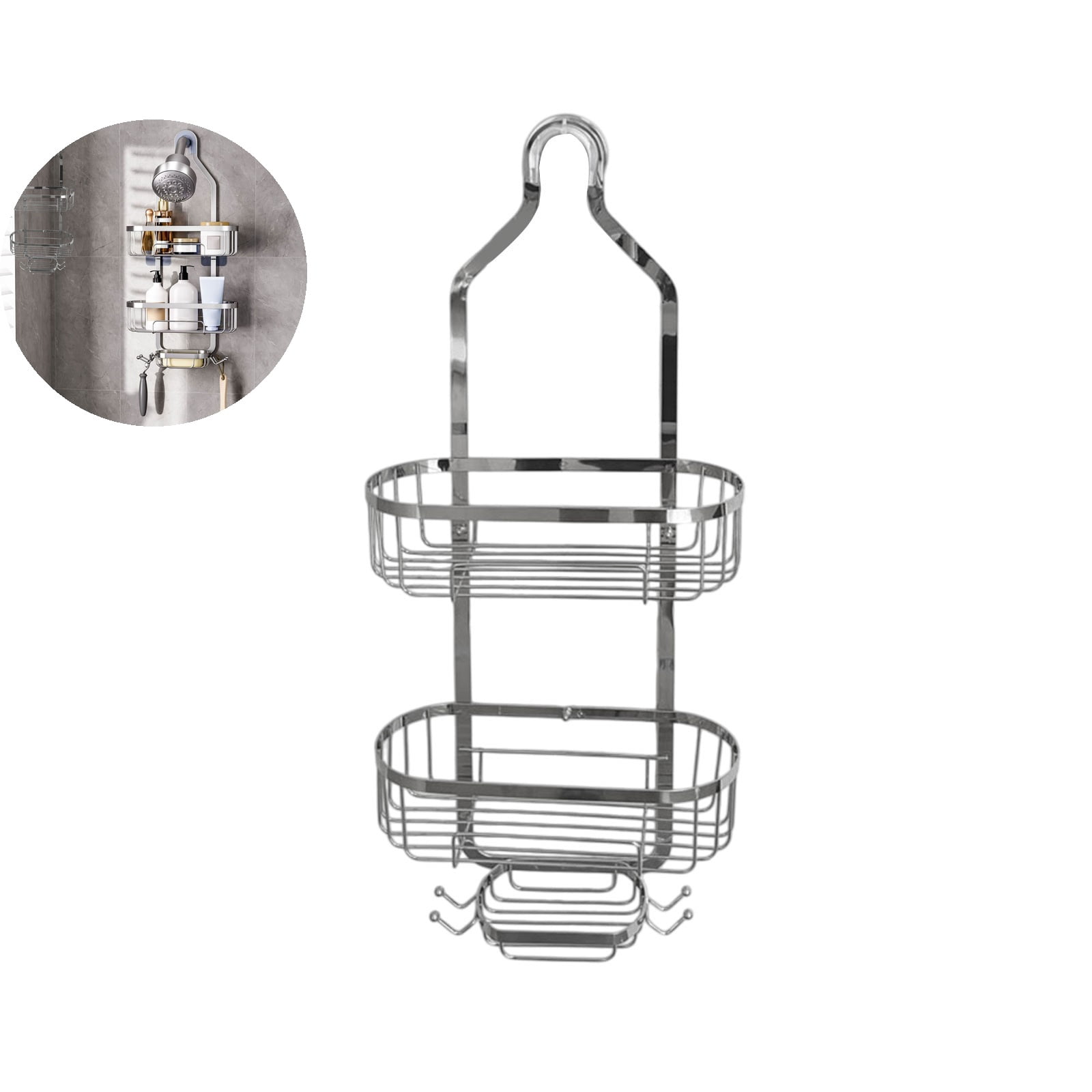 WNFJR Hanging Shower Head Caddy Rustproof Bathroom Shelf Organizer ...