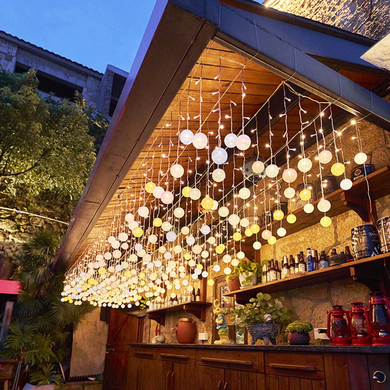 WNFJR Indoor/Outdoor 6.56 ft Waterproof LED Cotton Ball String Light ...
