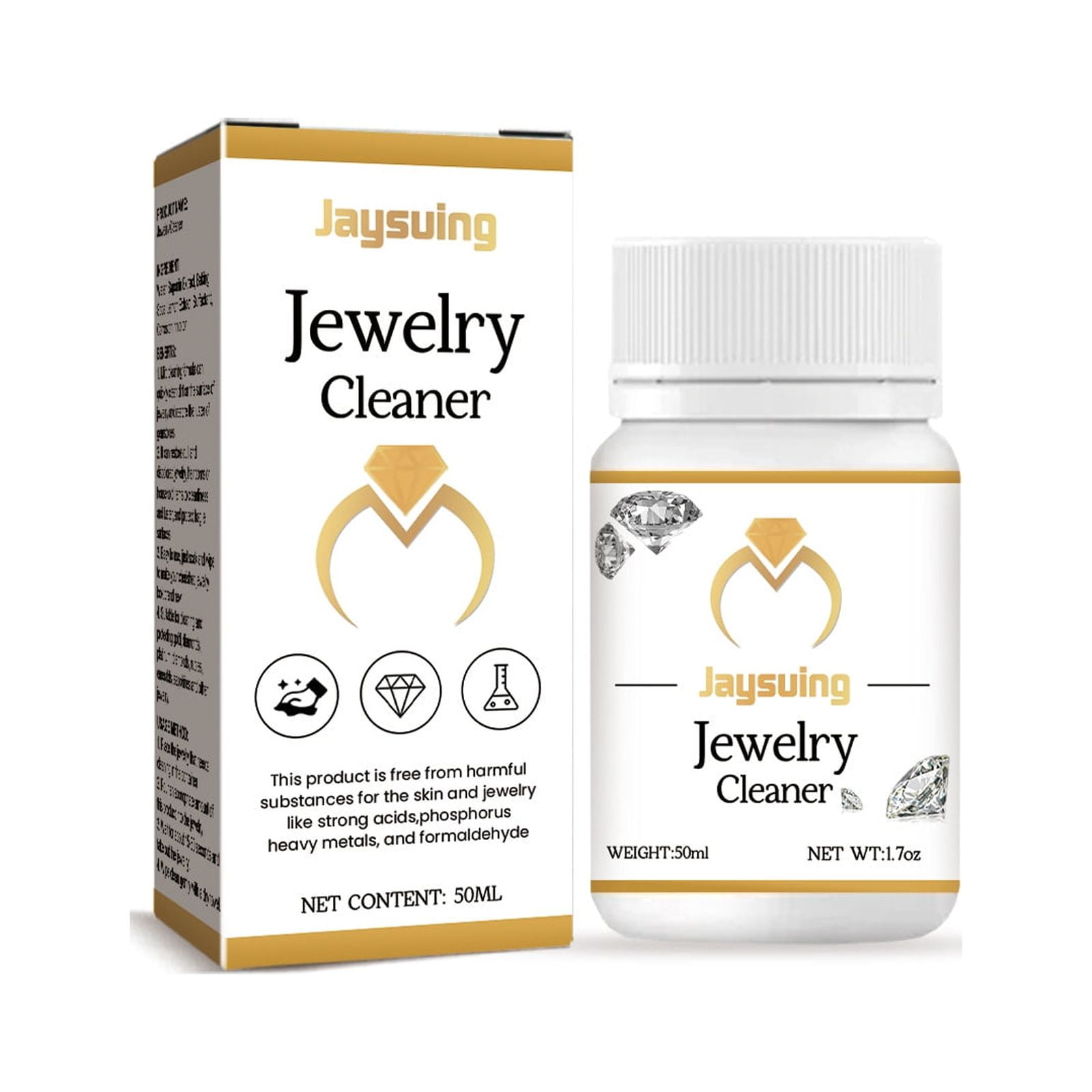 WNFJR Jewelry Cleaner 50ml - Gold & Diamond Brilliance Booster, Rust Remover for Jewelry ...