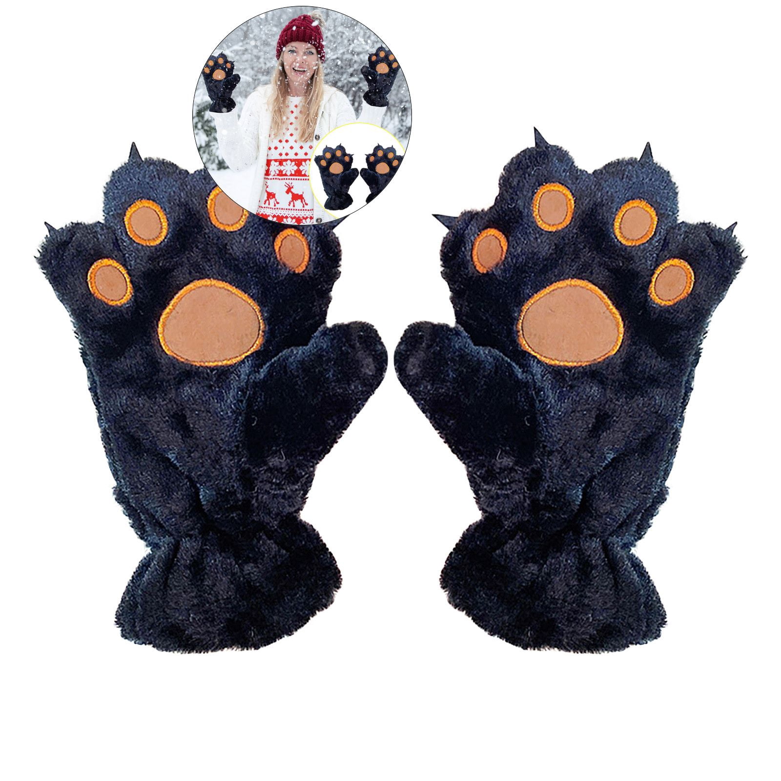 WNFJR Kids Winter Gloves Cartoon Plush Paw Mittens Keep Warm Glove for ...