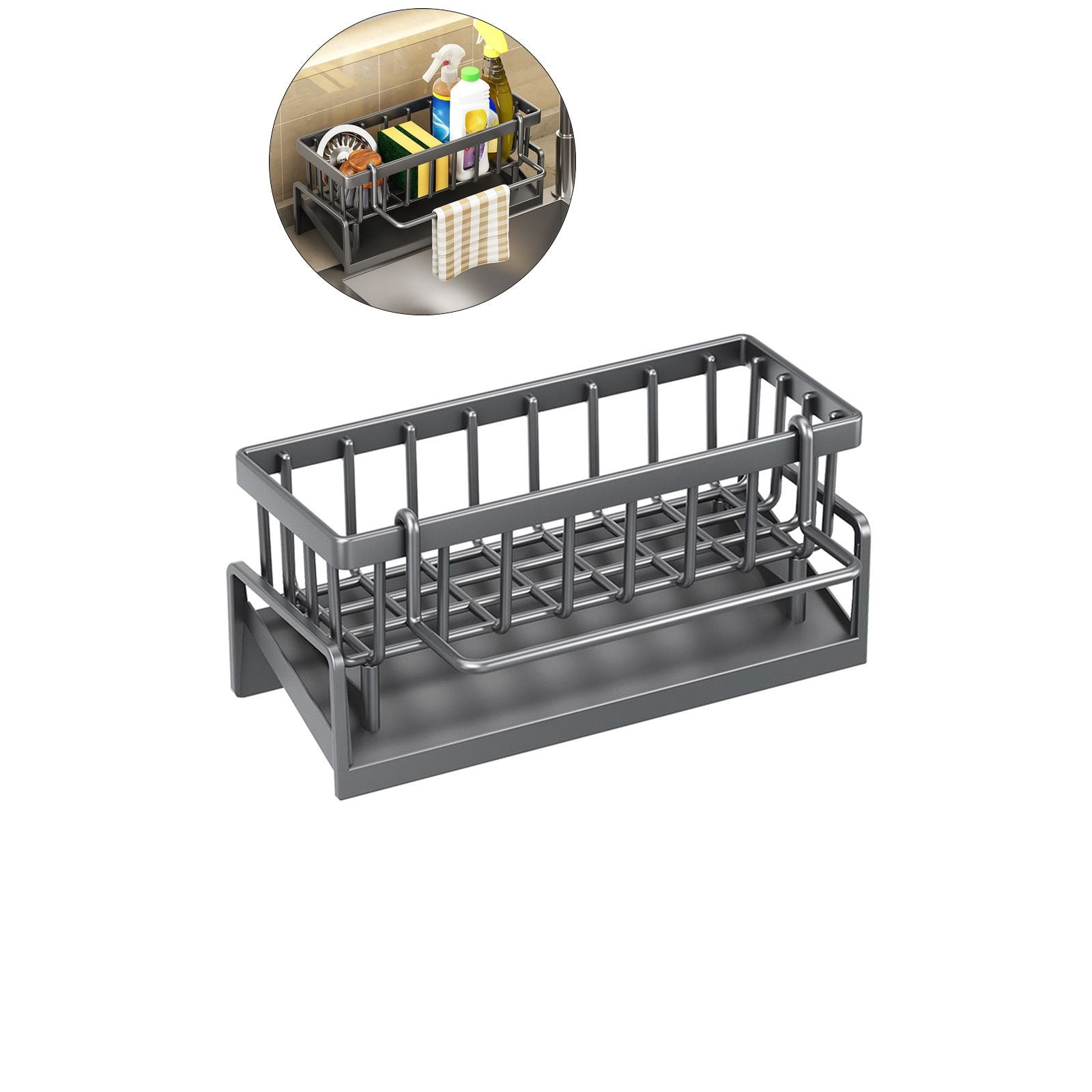 WNFJR Kitchen Sink Caddy Organizer,Sponge Holder for Kitchen Sink,Self ...