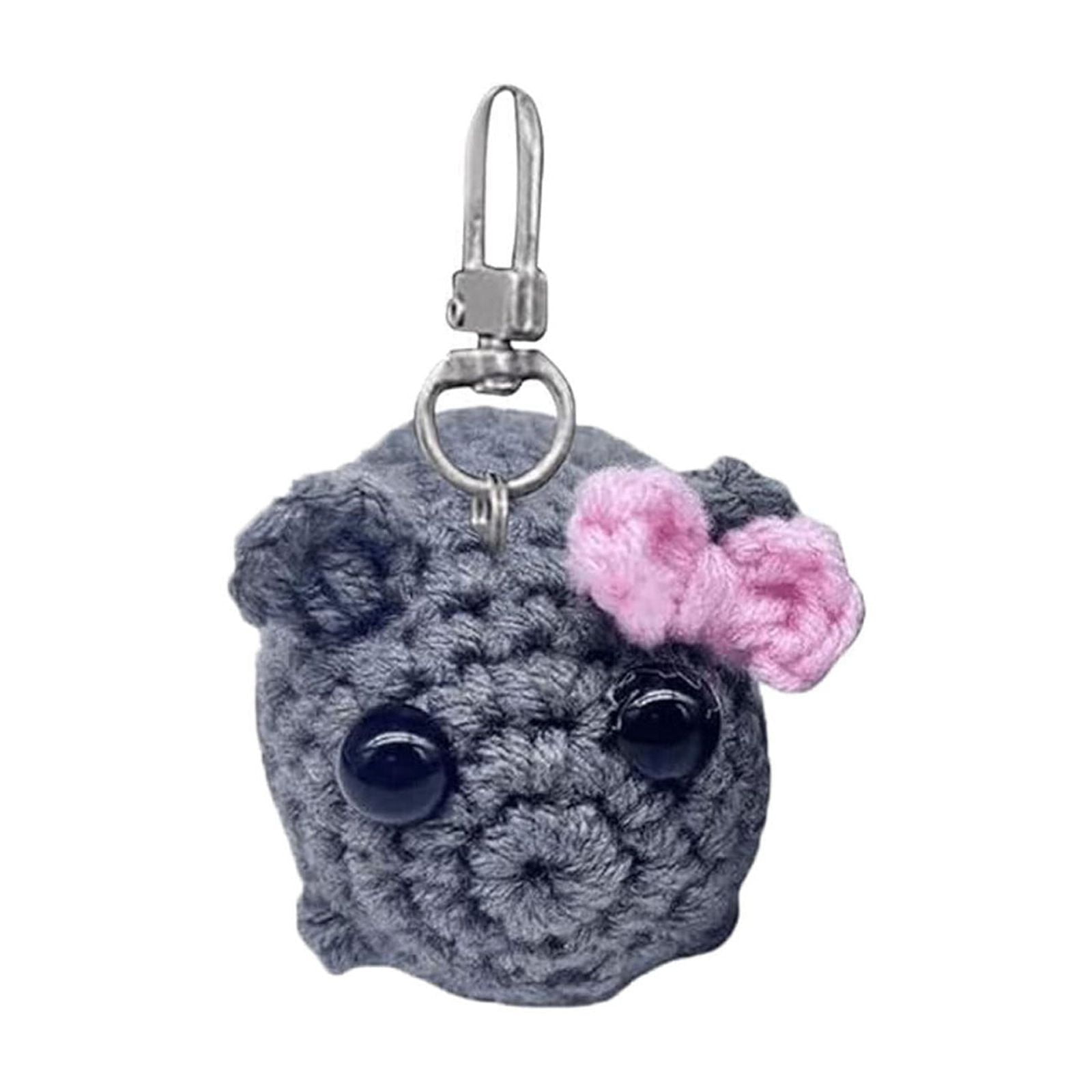 WNFJR Knitted Sad Hamster Plush Toy, Musical Keychain with Violin Tune ...