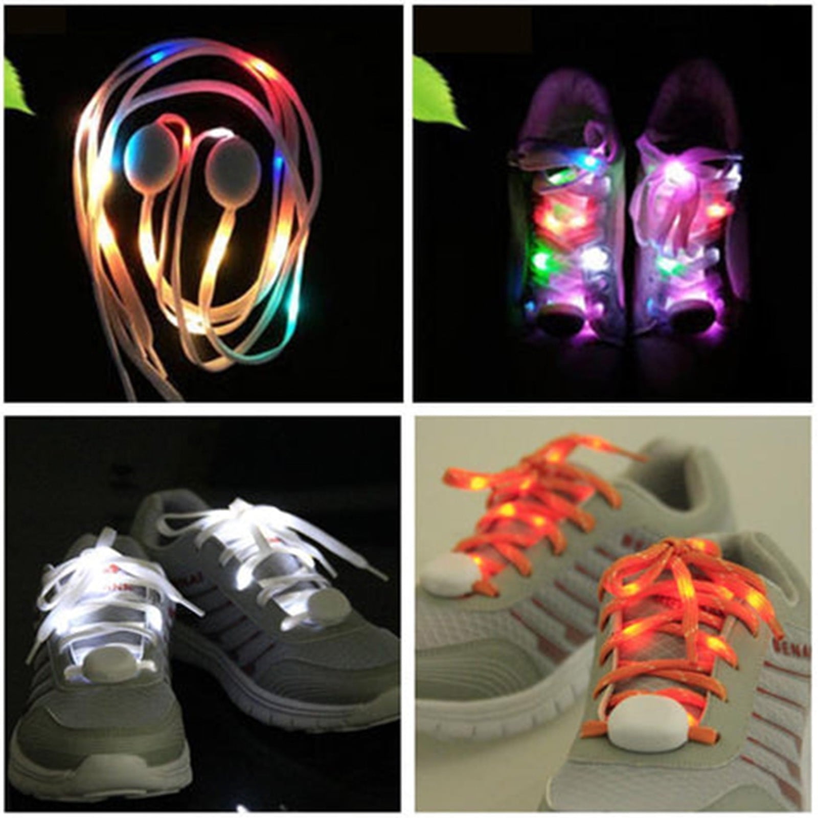 WNFJR LED Light-Up Shoelaces with 4 Modes - Colorful Glowing for Night ...