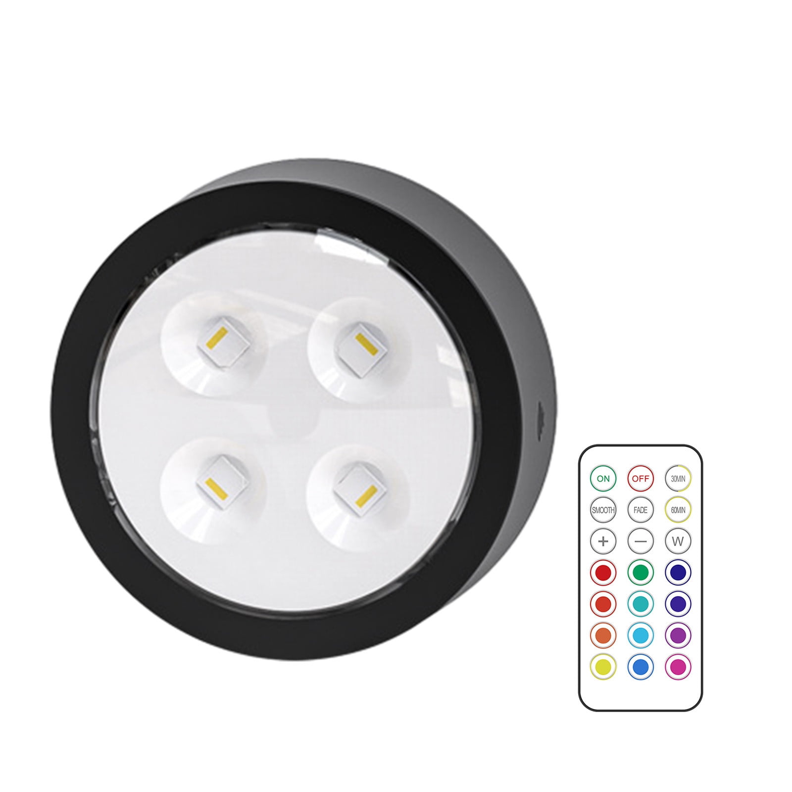 WNFJR LED Puck Light with 13 Color Options and Remote Control, Push ...