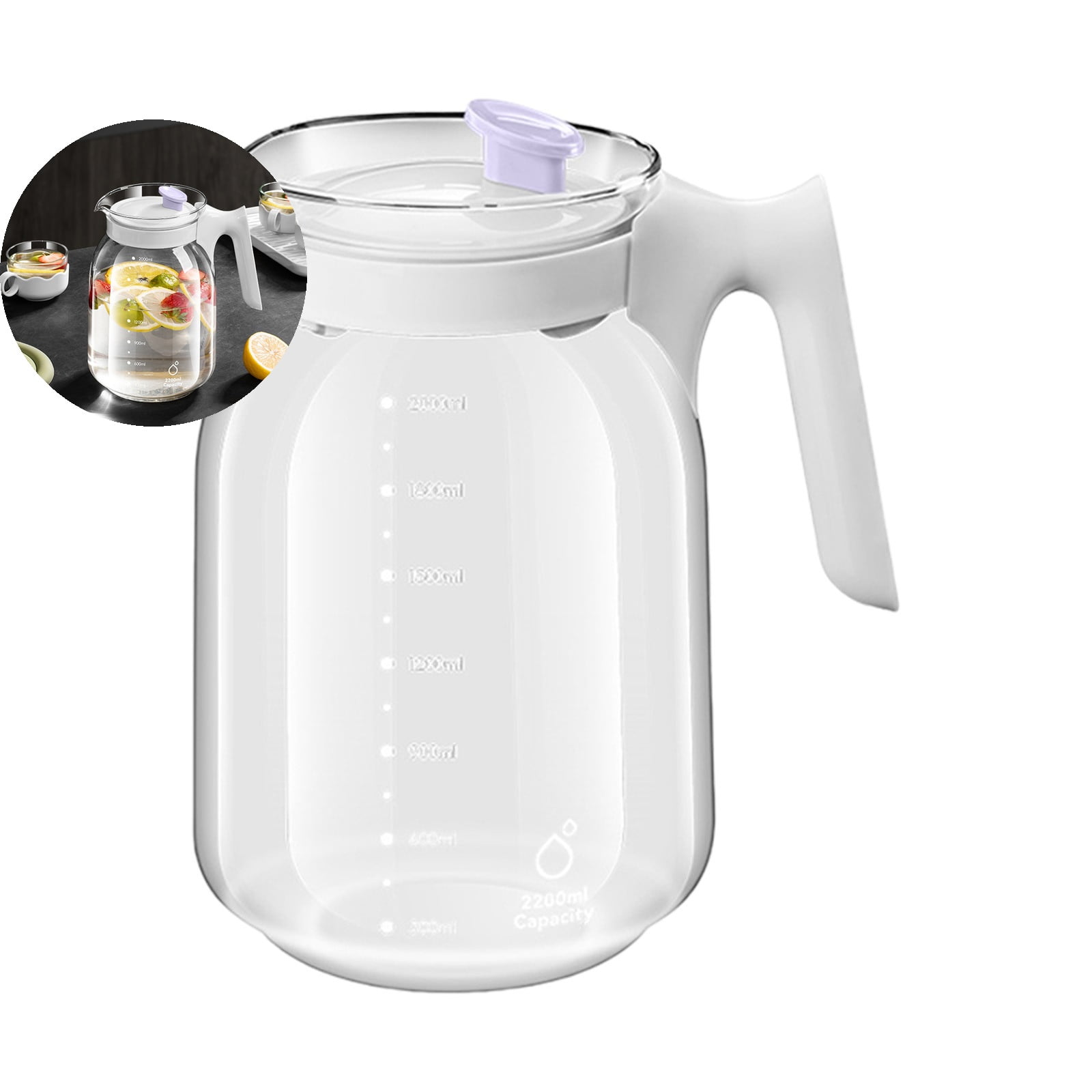 WNFJR Large Capacity Glass Water Jug - Cold Brew Tea Maker, Juice ...