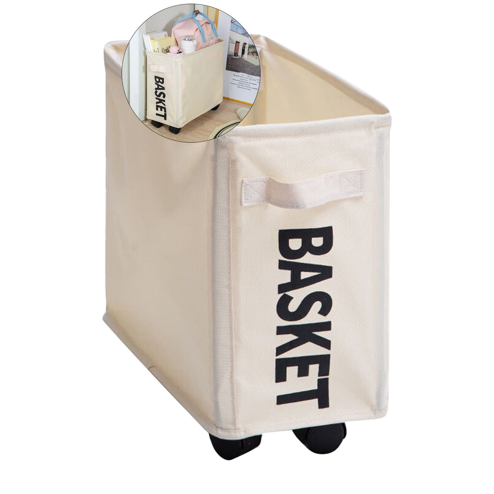 WNFJR Laundry Basket with Wheels, Collapsible Laundry Hamper, Clothes ...