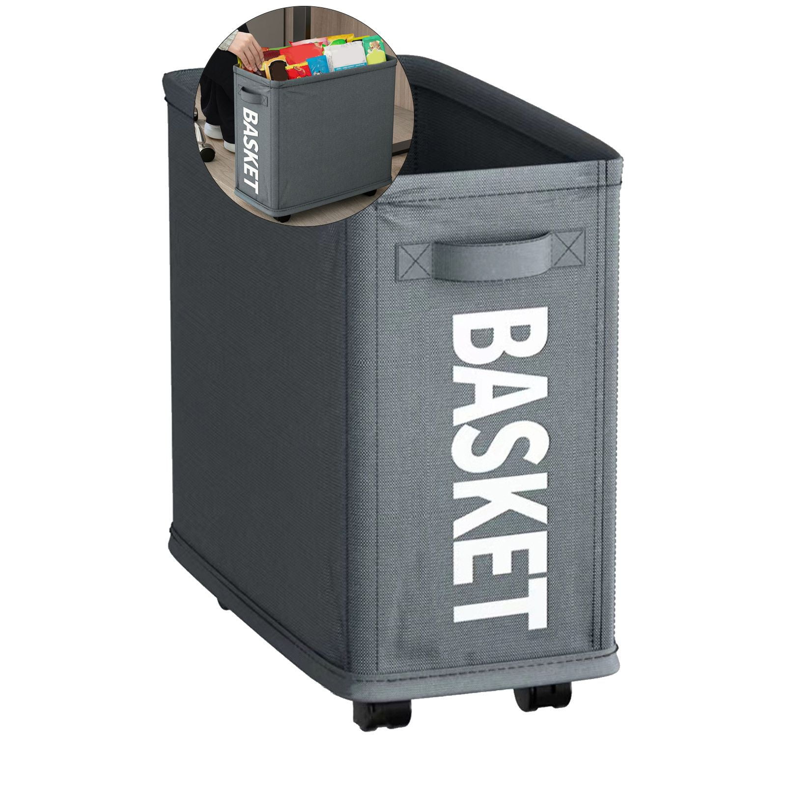 WNFJR Laundry Basket with Wheels, Collapsible Laundry Hamper, Clothes ...