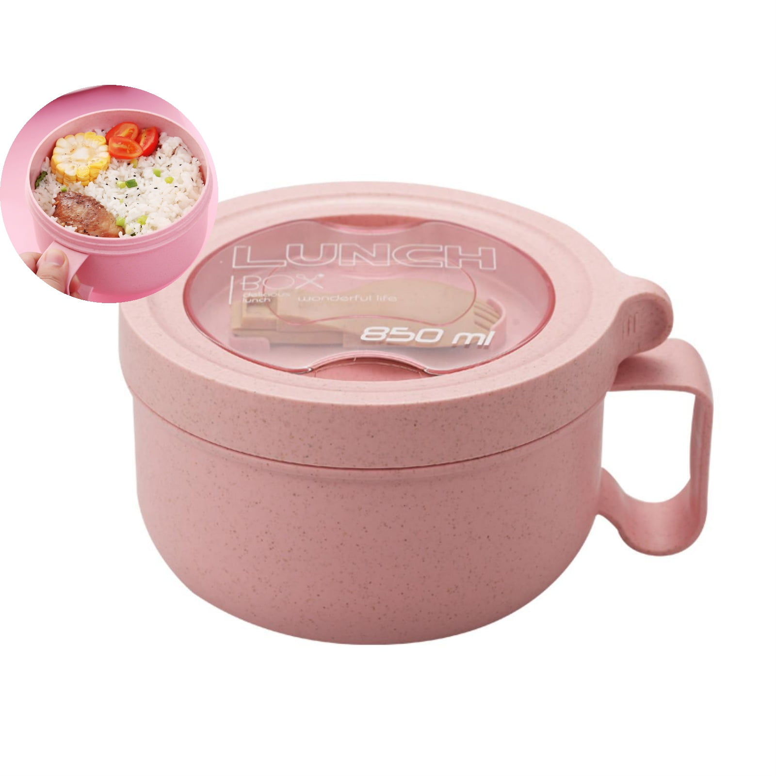 WNFJR Microwave Soup Bowl Containers with Lids - Wheat Straw Ramen ...
