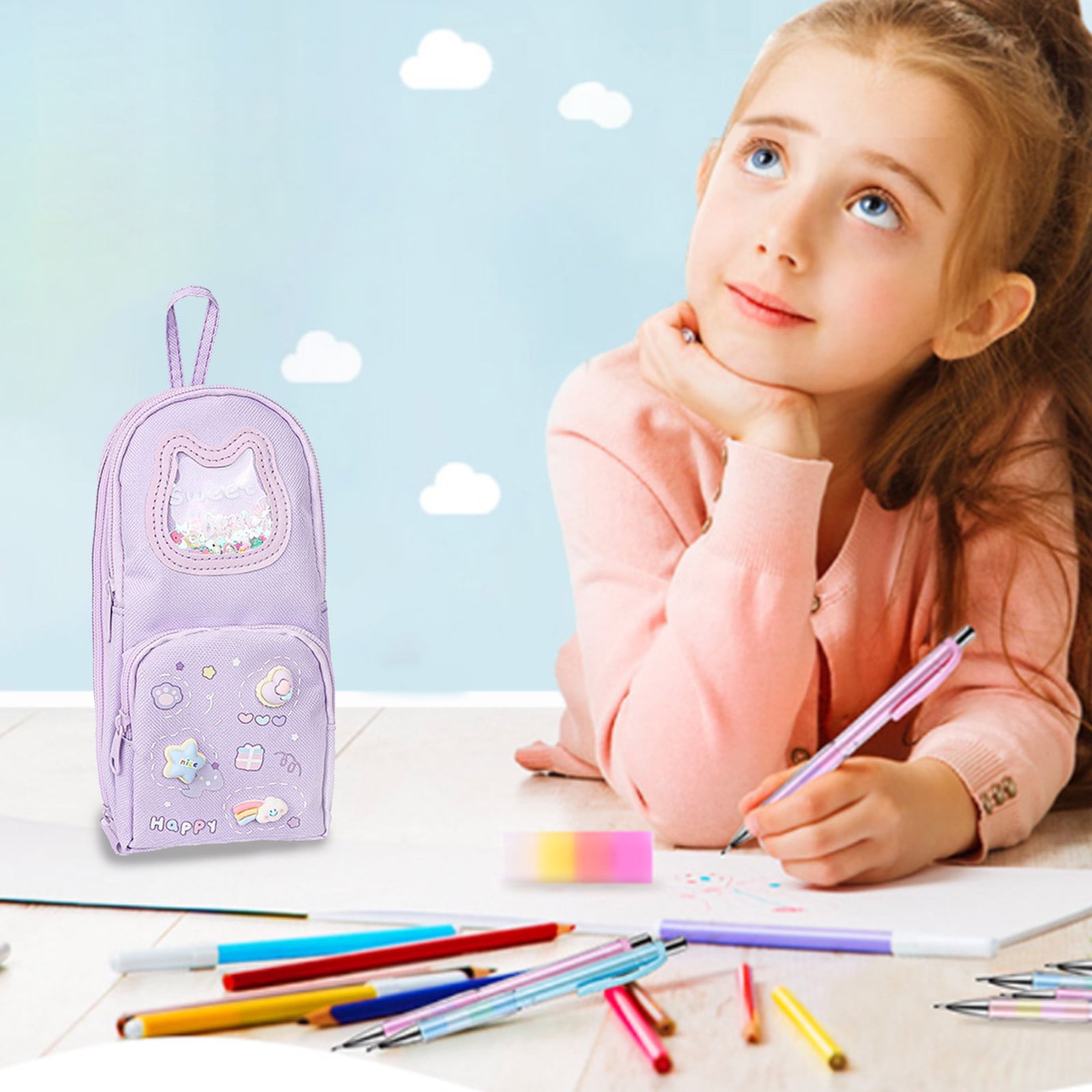 WNFJR Mini Backpack Pencil Case Art Marker Storage Canvas Makeup Pocket ...