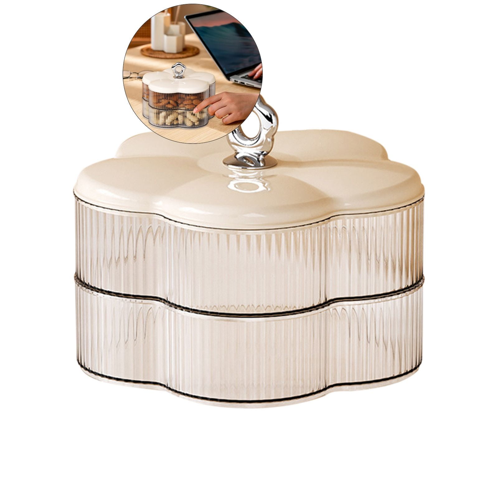 WNFJR Multi-Compartment Snack Tray - Clear Plastic Food Organizer with ...