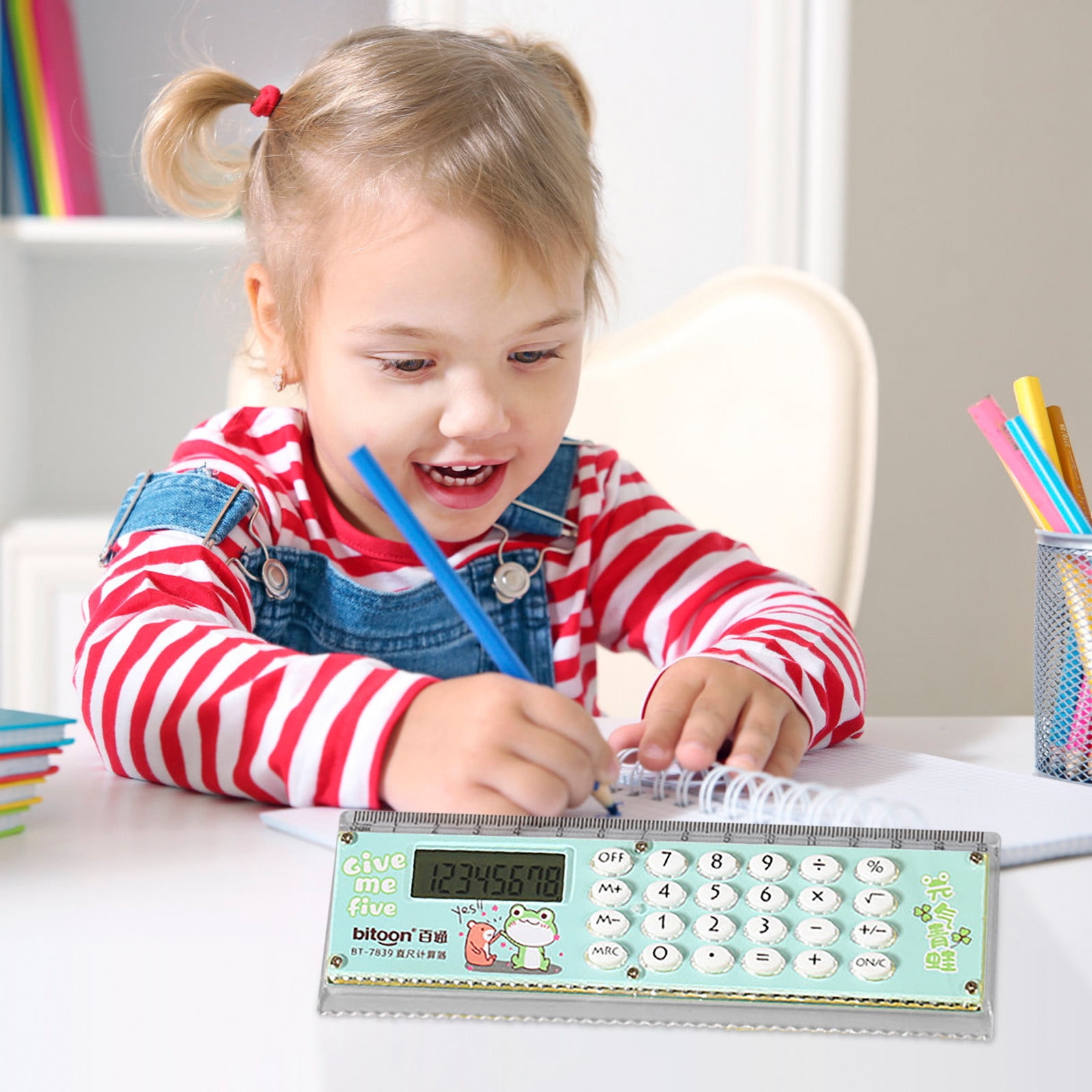 WNFJR Multi-functional Ruler Calculator, Cute Design Student Stationery ...