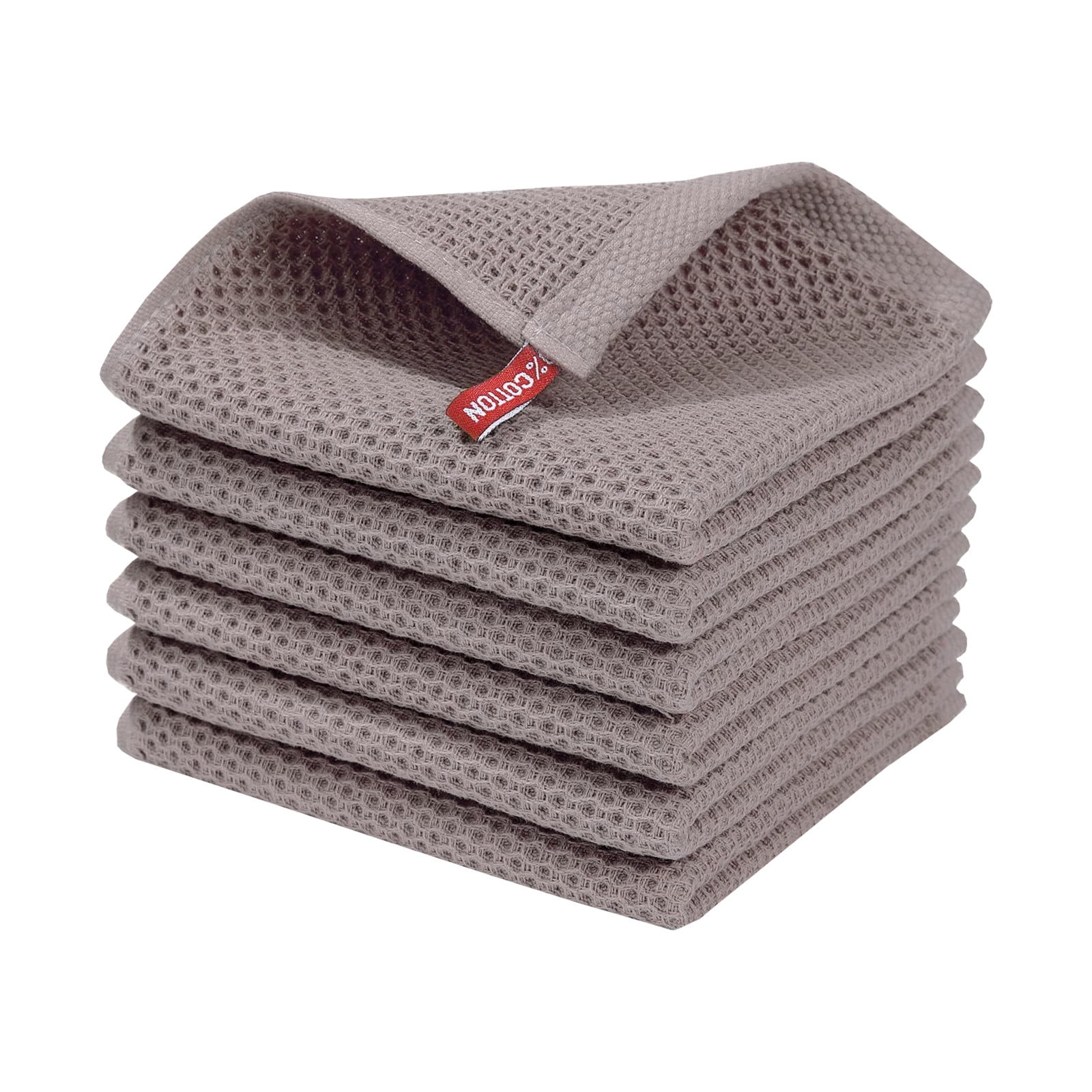 WNFJR Natural Cotton Dish Cloths Dish Rags, Waffle Weave Kitchen Dish ...