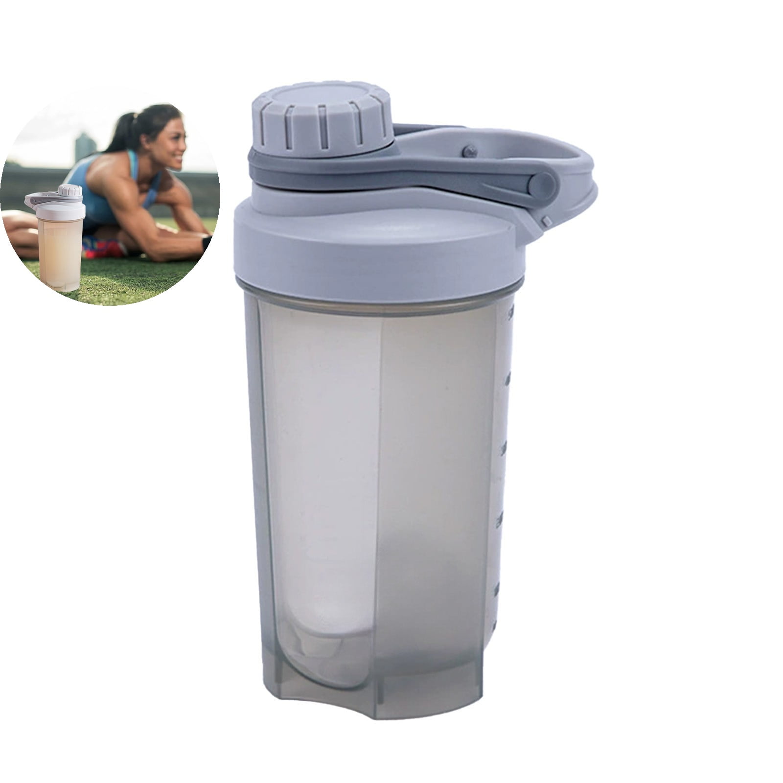 WNFJR Protein Powder Shaking Cup 500ml - Portable Fitness Sports Cup with Built-in Stirrer, Leak ...