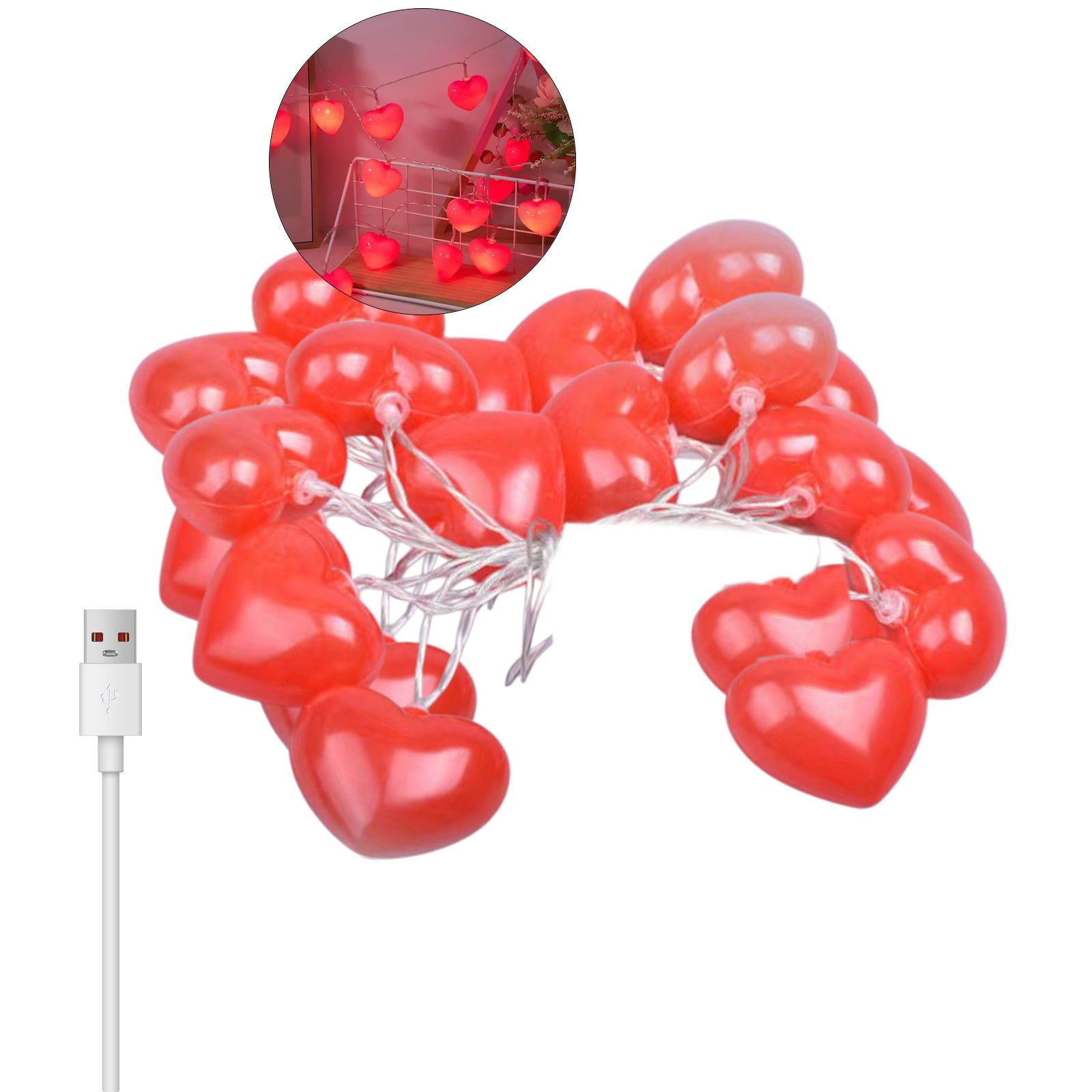 WNFJR Red Heart String Lights, Outdoor Decorations Lights with LED Red ...