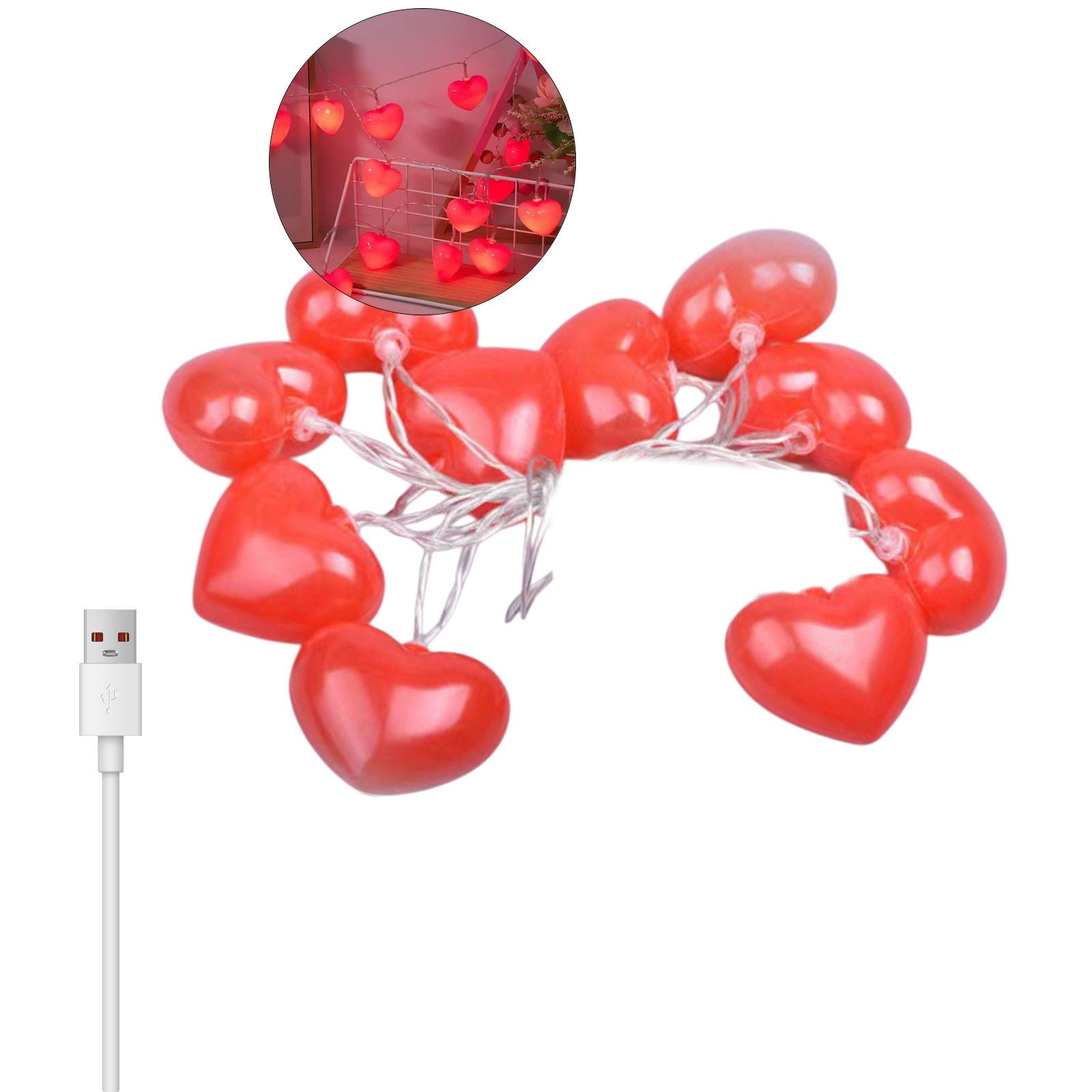 WNFJR Red Heart String Lights, Outdoor Decorations Lights with LED Red ...