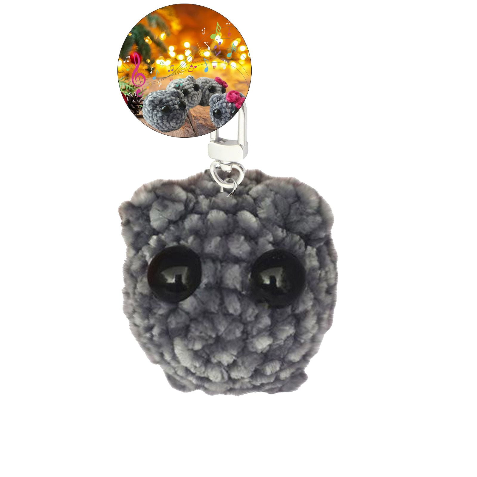 WNFJR Sad Hamster Plush with Sound and Keychain, Cute Handmade Knitted ...