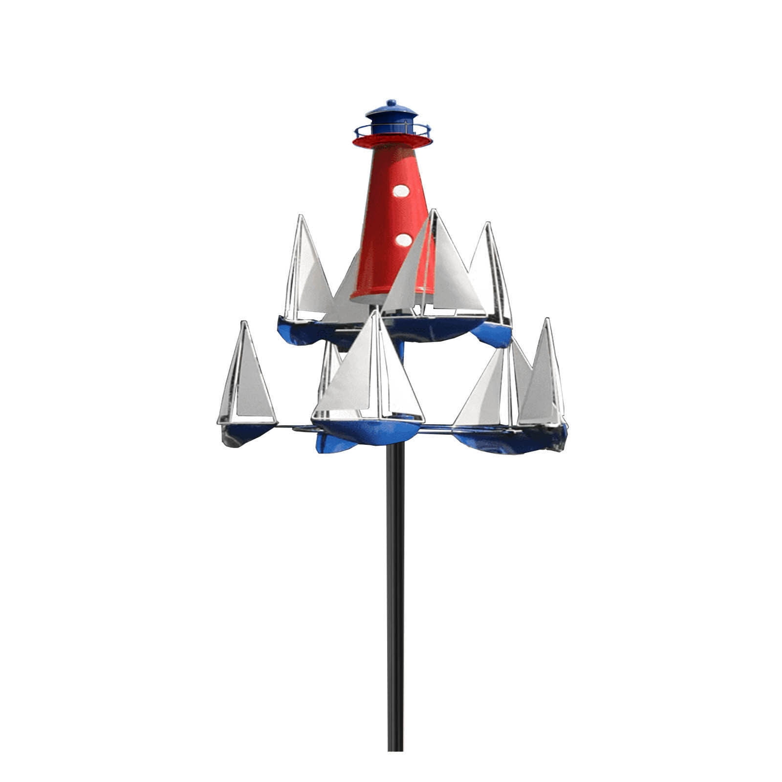 WNFJR Sailboat Windmills, Metal Bright Colors Lighthouse Art Wind ...