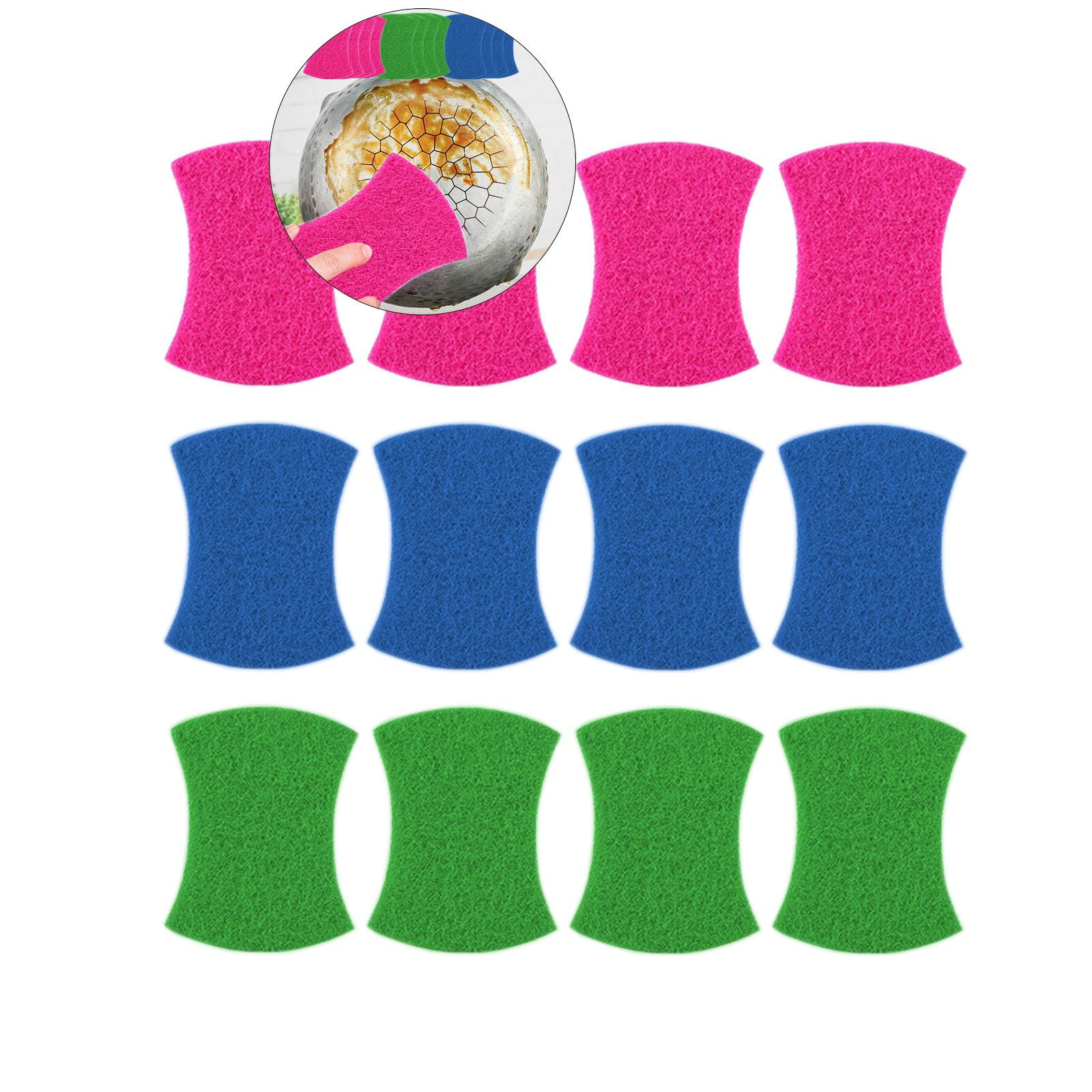 WNFJR Scratch Scrub Sponges - 12 Kitchen Sponges for Washing Dishes and ...