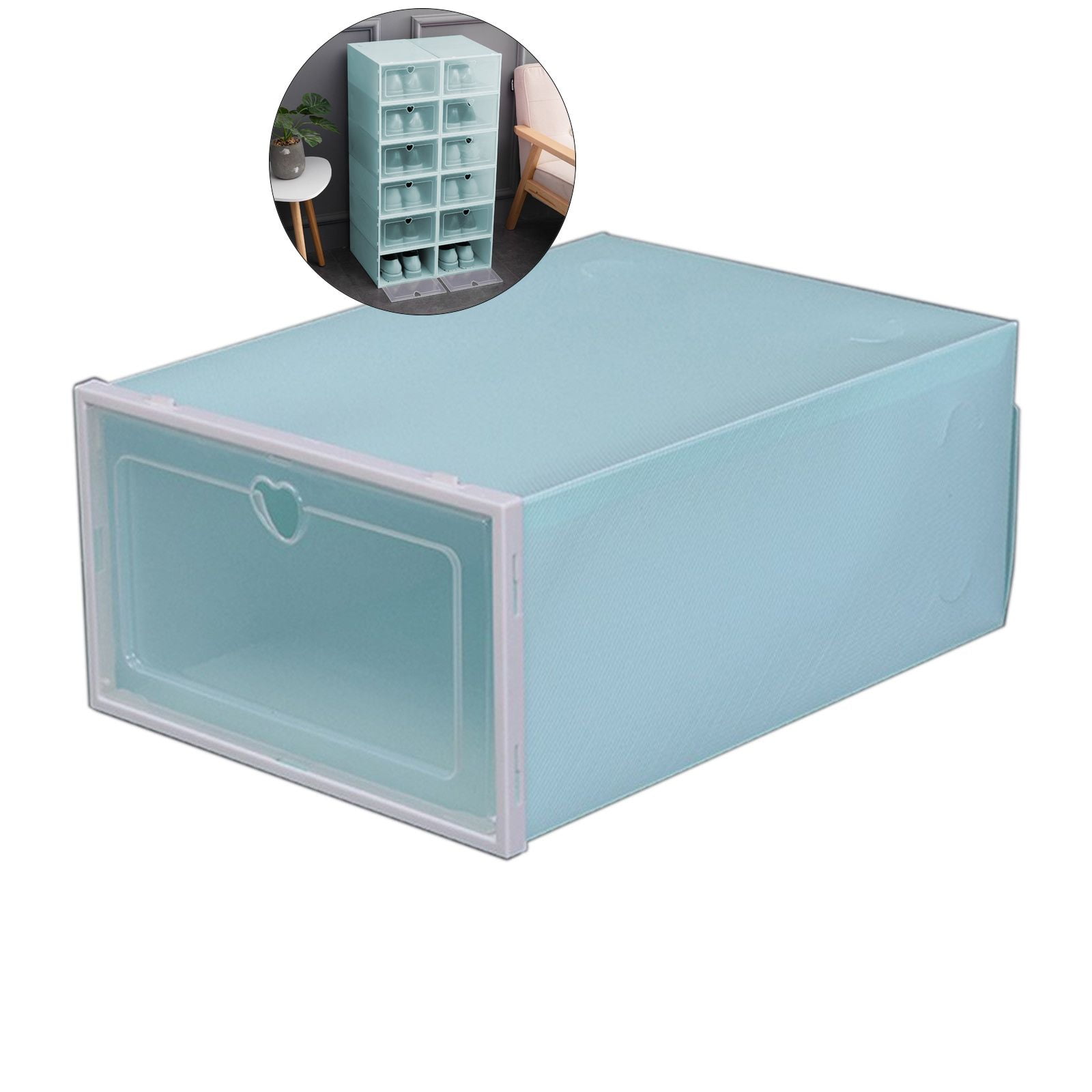 WNFJR Shoes Storage Boxes - Clear Plastic Foldable Stackable Shoe ...