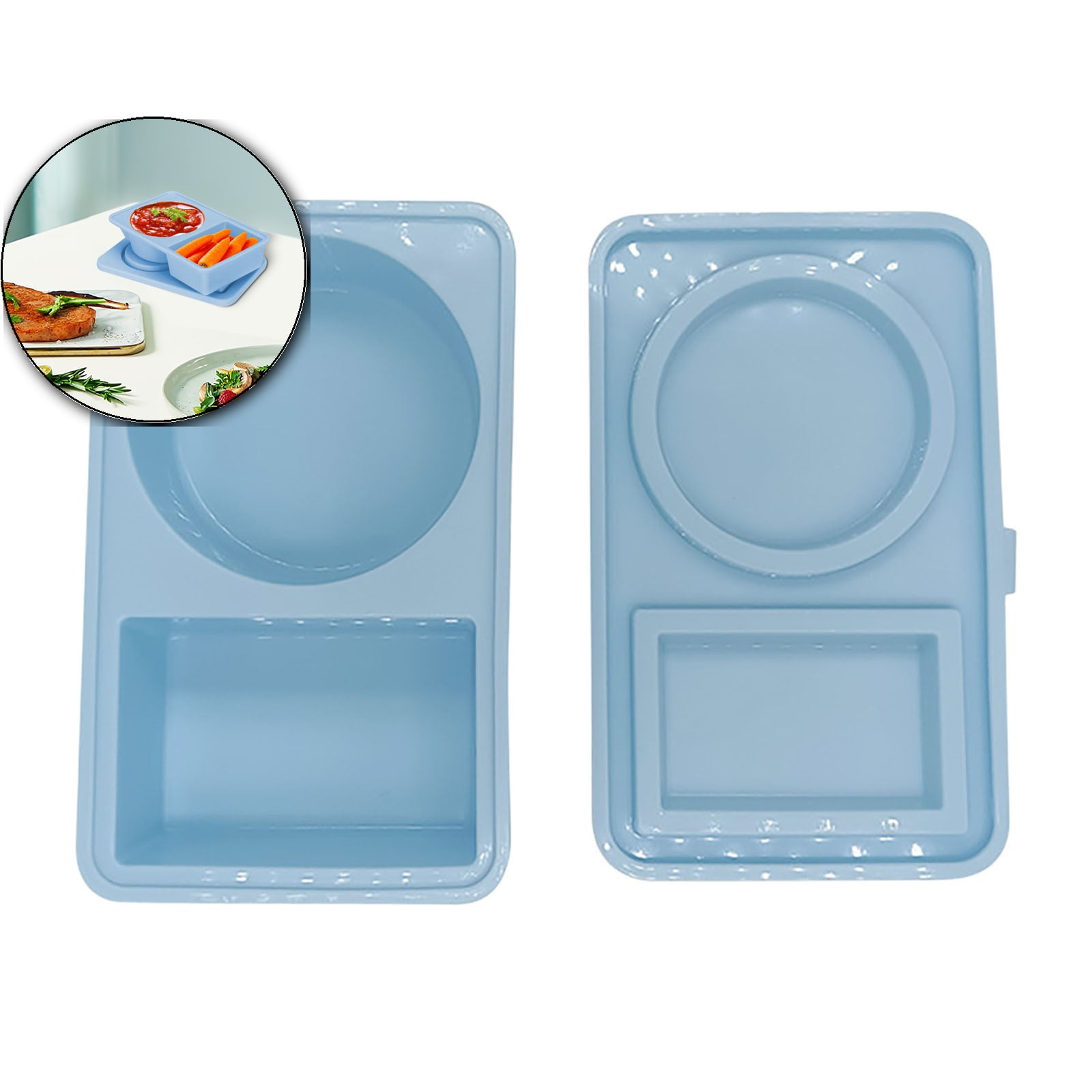WNFJR Silicone Reusable Snack Containers with Lids, Double Compartment ...