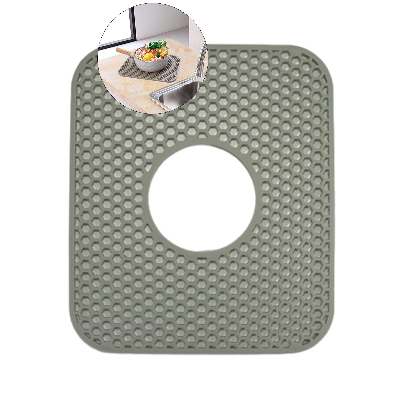 WNFJR Silicone Sink Protector, Rear Drain Kitchen Sink Mats Accessory ...