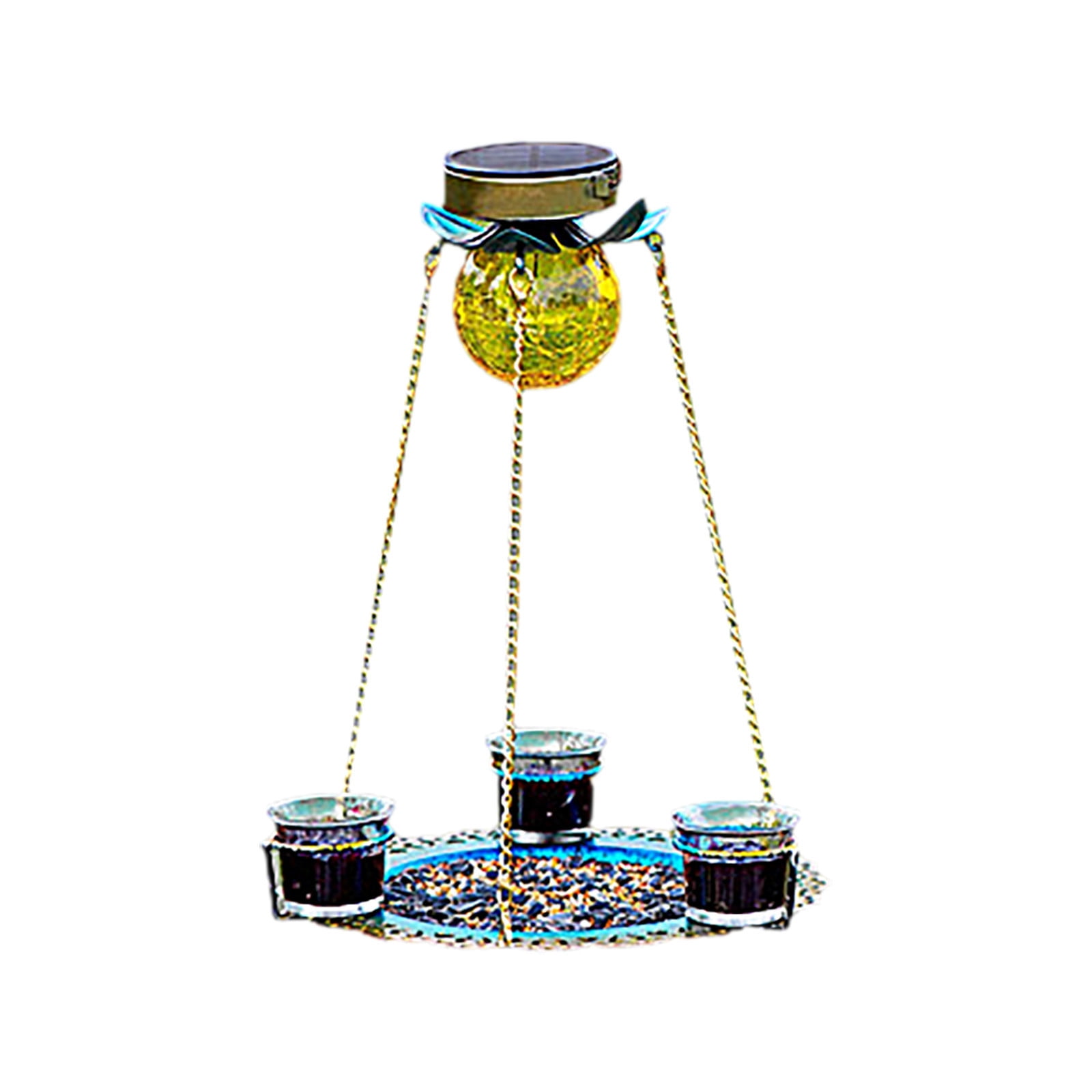 WNFJR Solar Bird Feeder Garden Light Metal Decorative Flower LED Solar ...