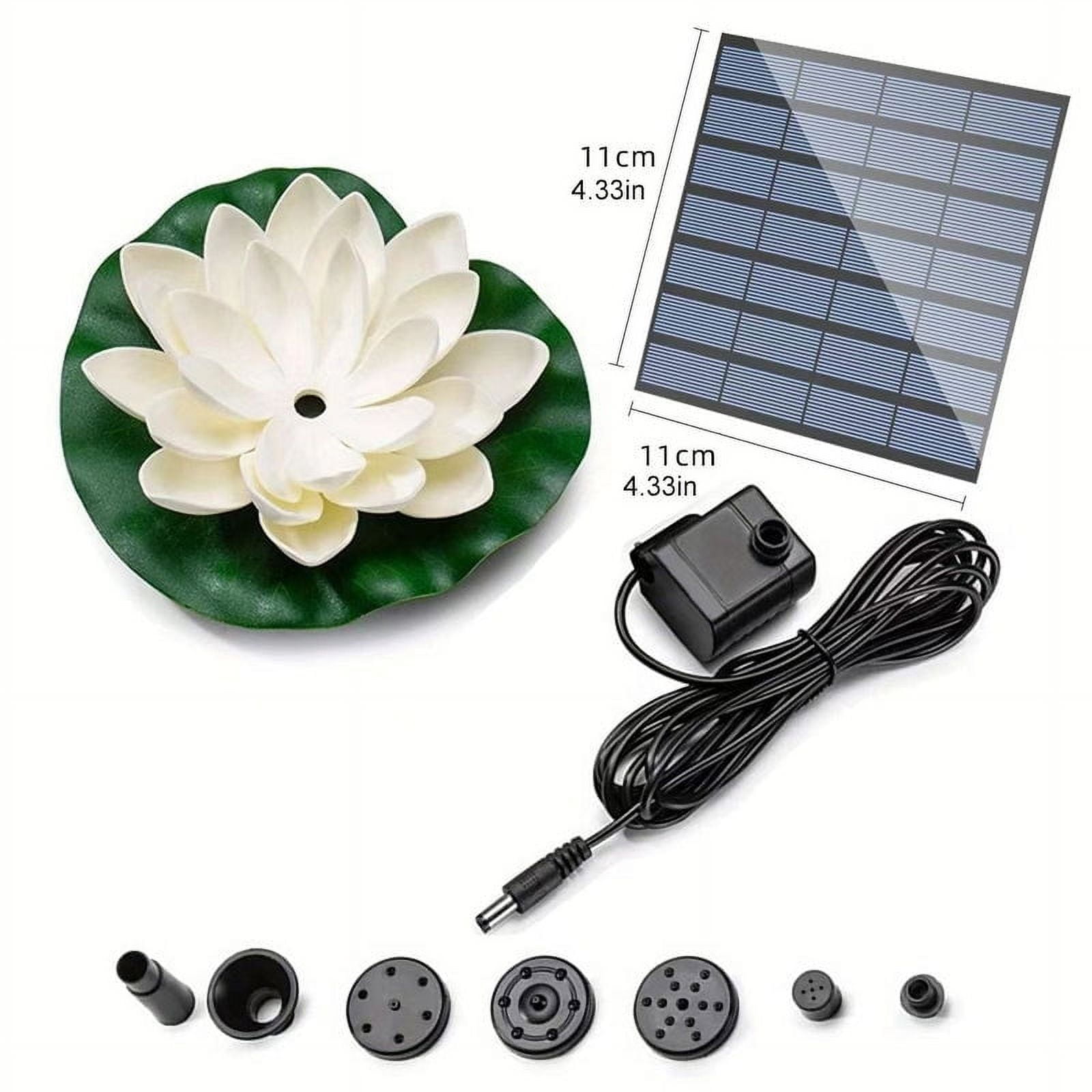 WNFJR Solar-Powered Floating Water Feature - Garden Pond Lotus Leaf Fountain - Outdoor Solar ...