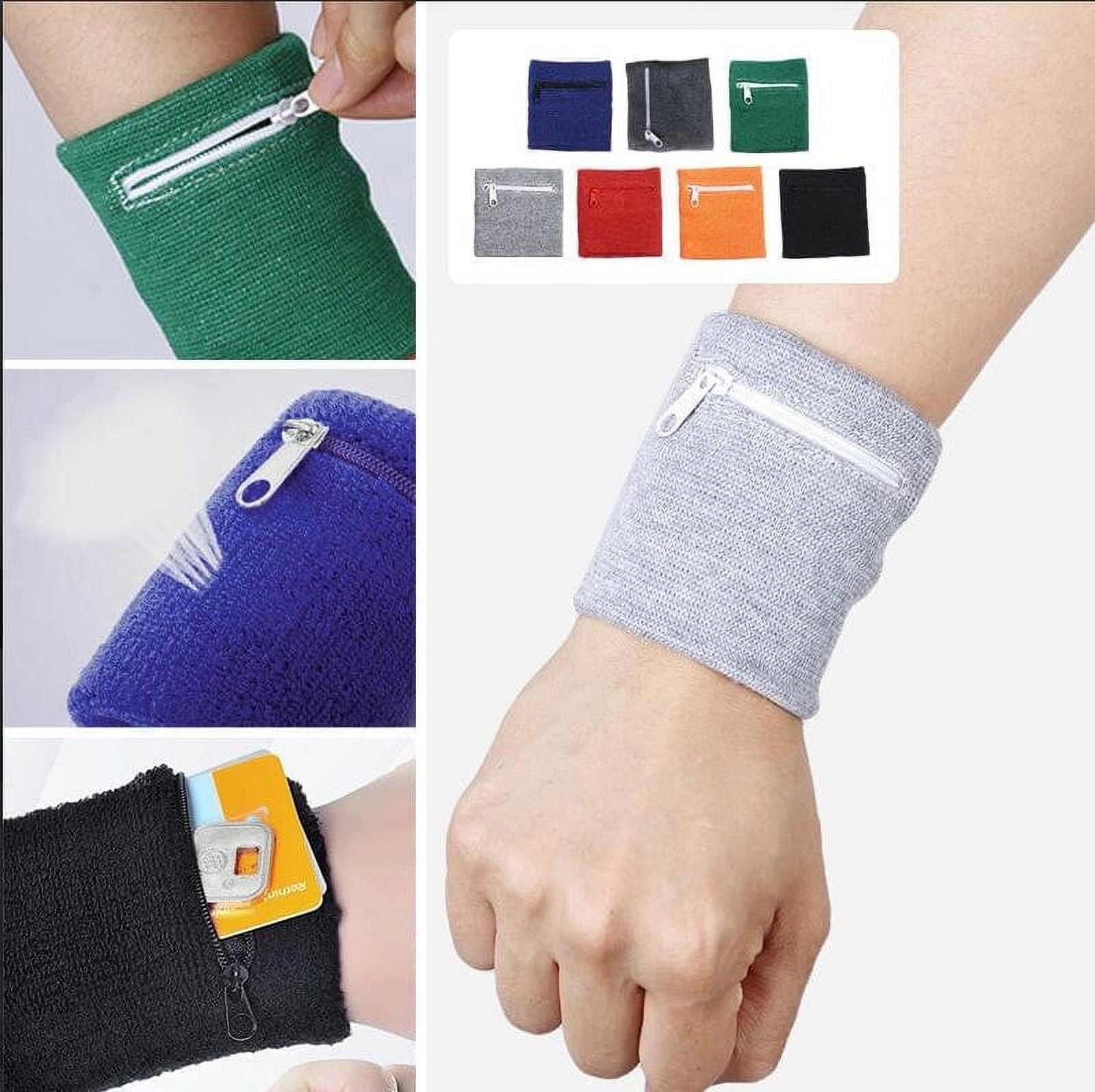 WNFJR Sport Wristband Zipper Wallet, Workout Breathable Wrist Bag ...