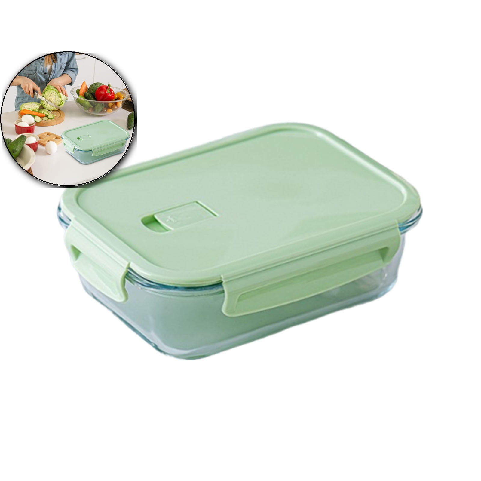 WNFJR Square Glass Food Storage Containers with Airtight Lids, Food ...