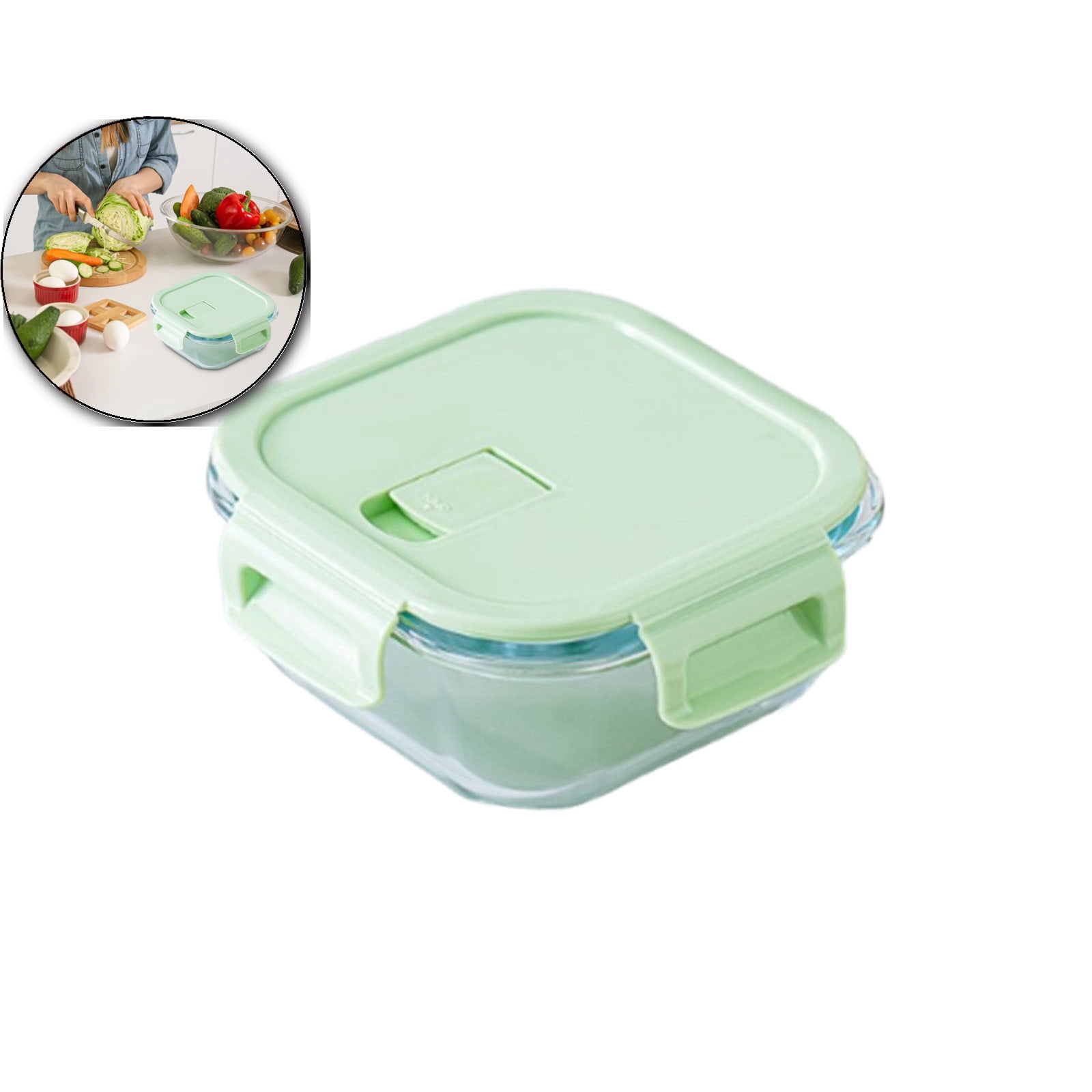 WNFJR Square Glass Food Storage Containers with Airtight Lids, Food ...