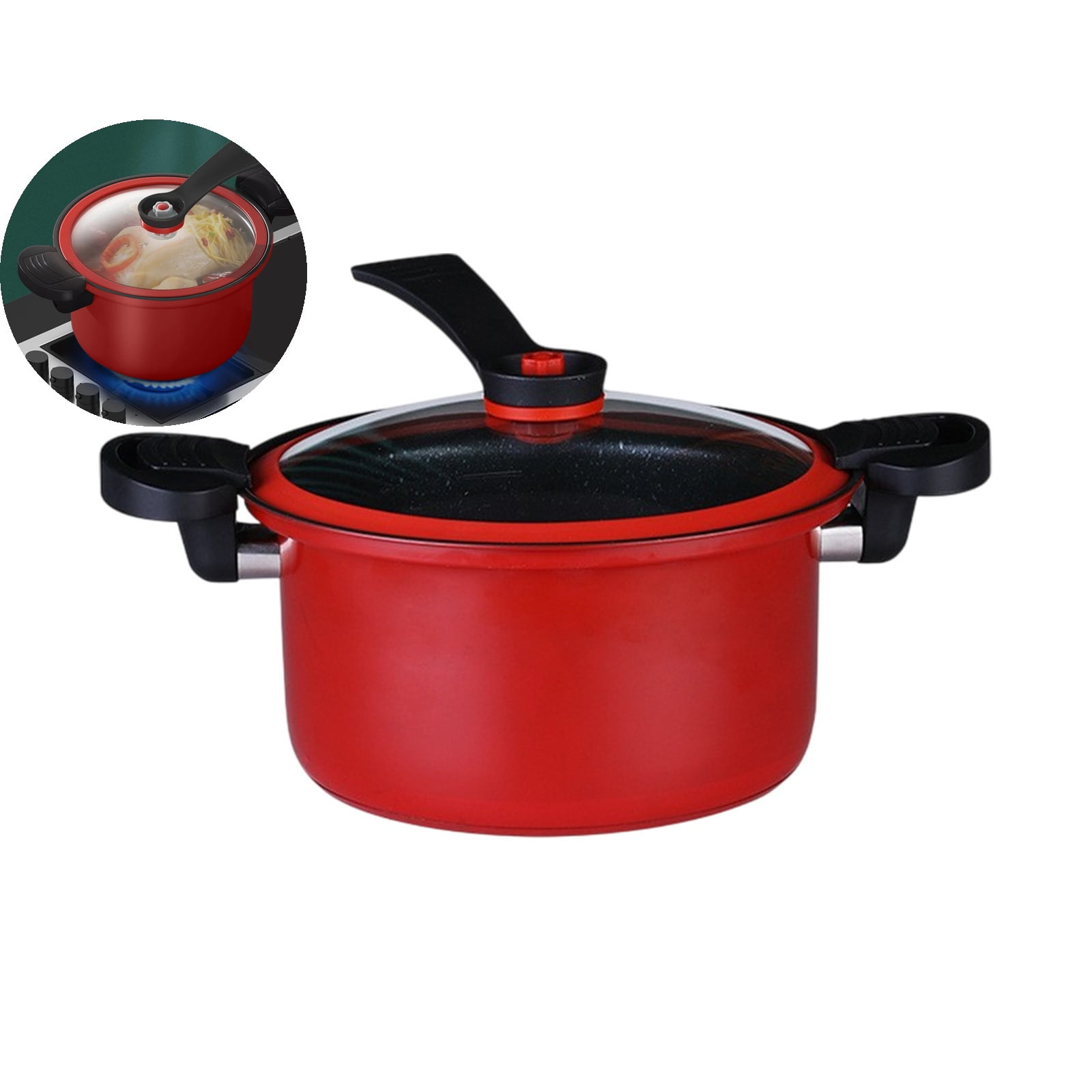 WNFJR Stock Pot Cast Iron Soup Pot with Lid - Nonstick Metal Cooking ...