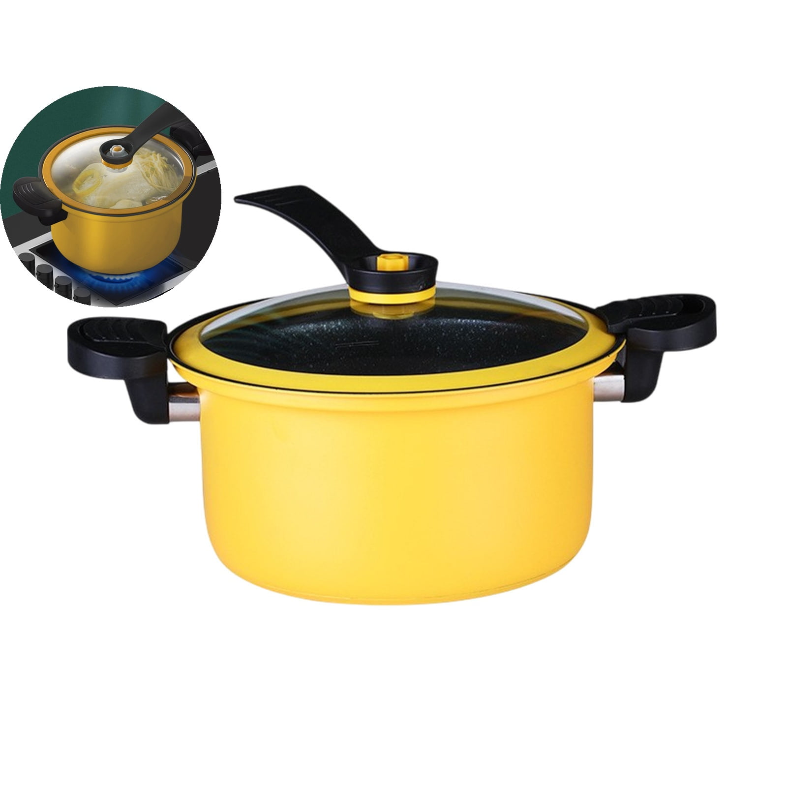 WNFJR Stock Pot Cast Iron Soup Pot with Lid - Nonstick Metal Cooking ...