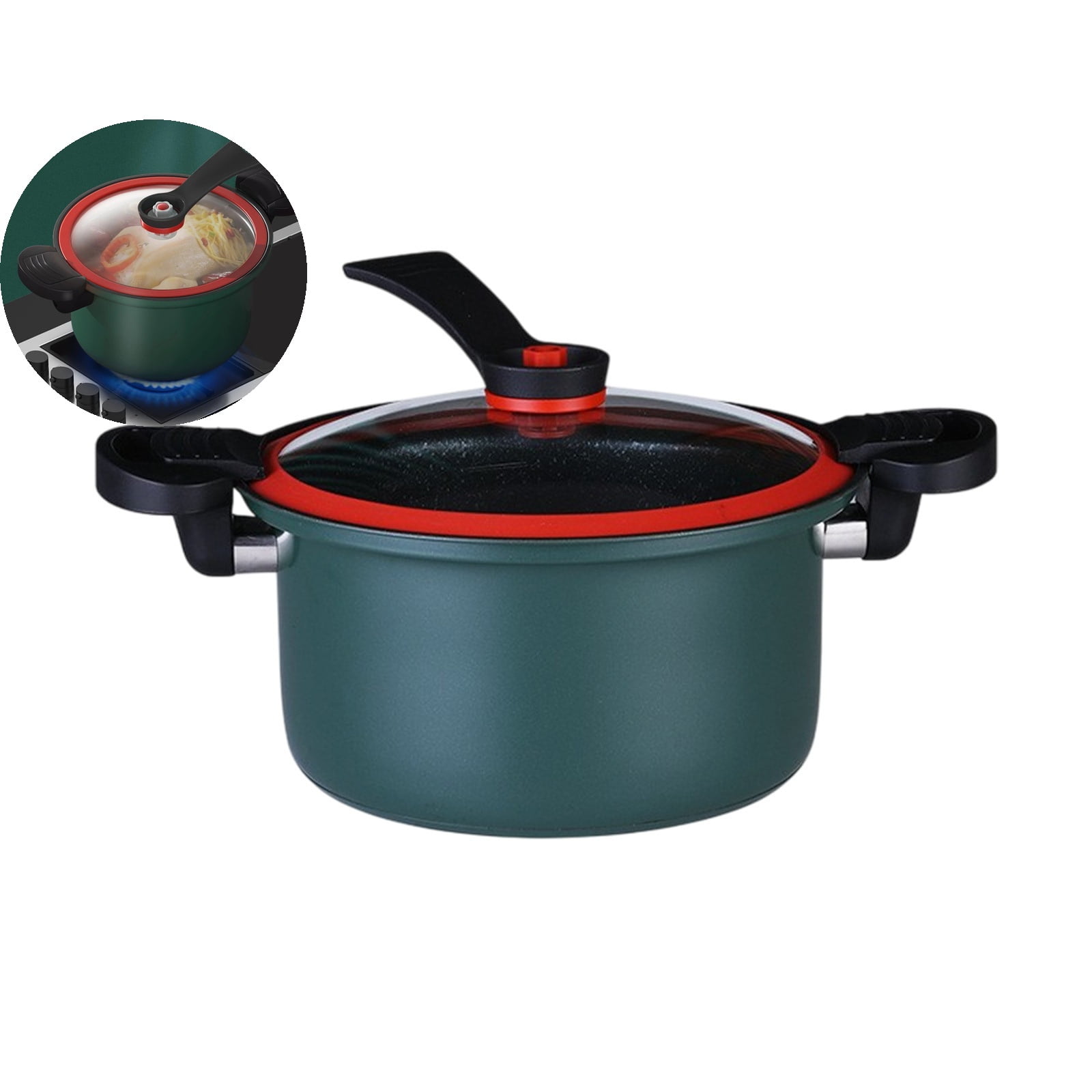 WNFJR Stock Pot Cast Iron Soup Pot with Lid - Nonstick Metal Cooking ...