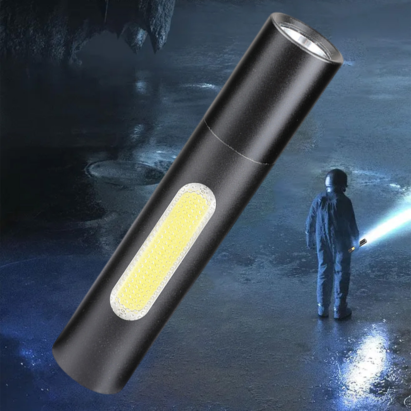 WNFJR Super Bright Rechargeable Flashlight with Zoom & Sidelight ...