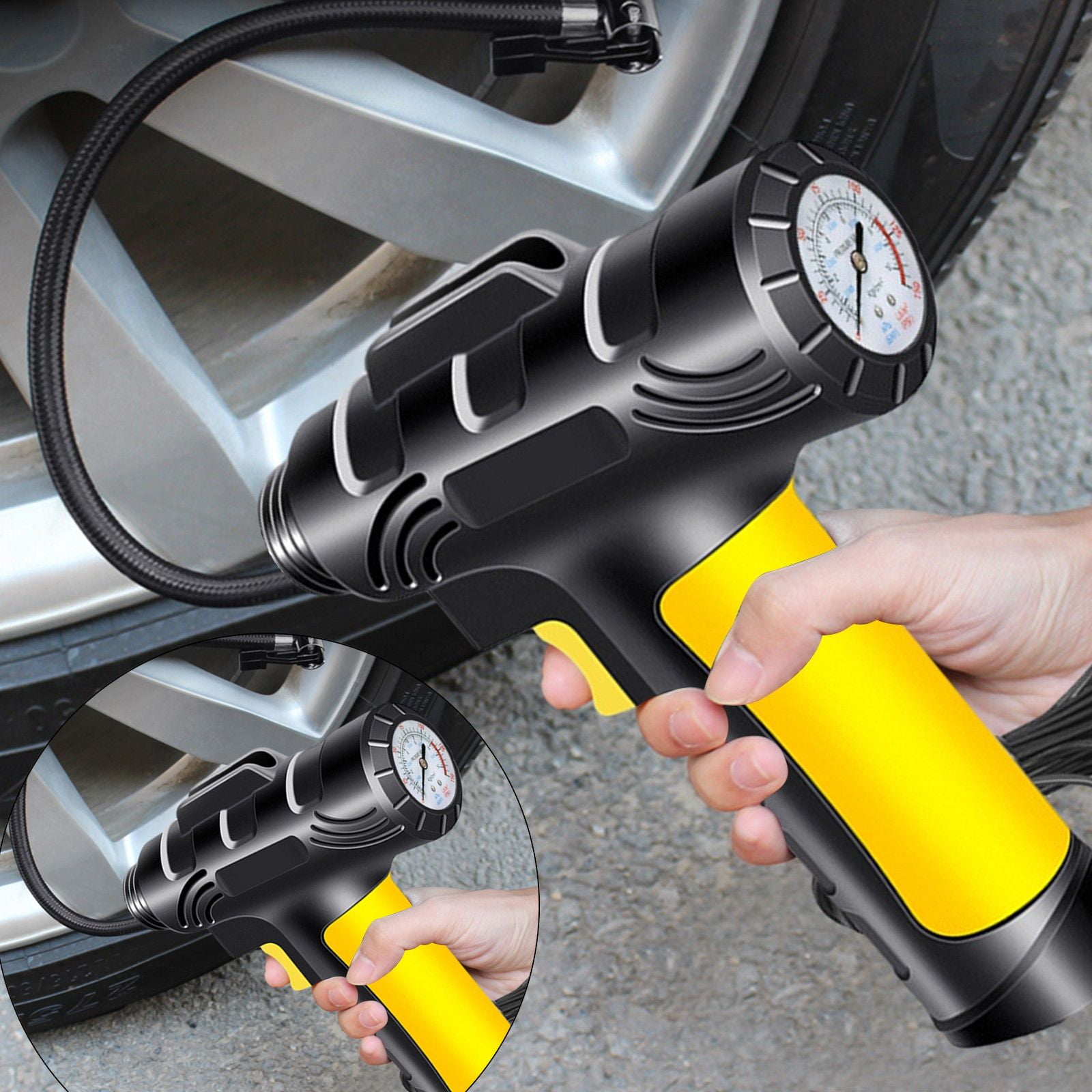 WNFJR Tire Inflator, Cordless Car Tire Pump with Rechargeable Lithium ...