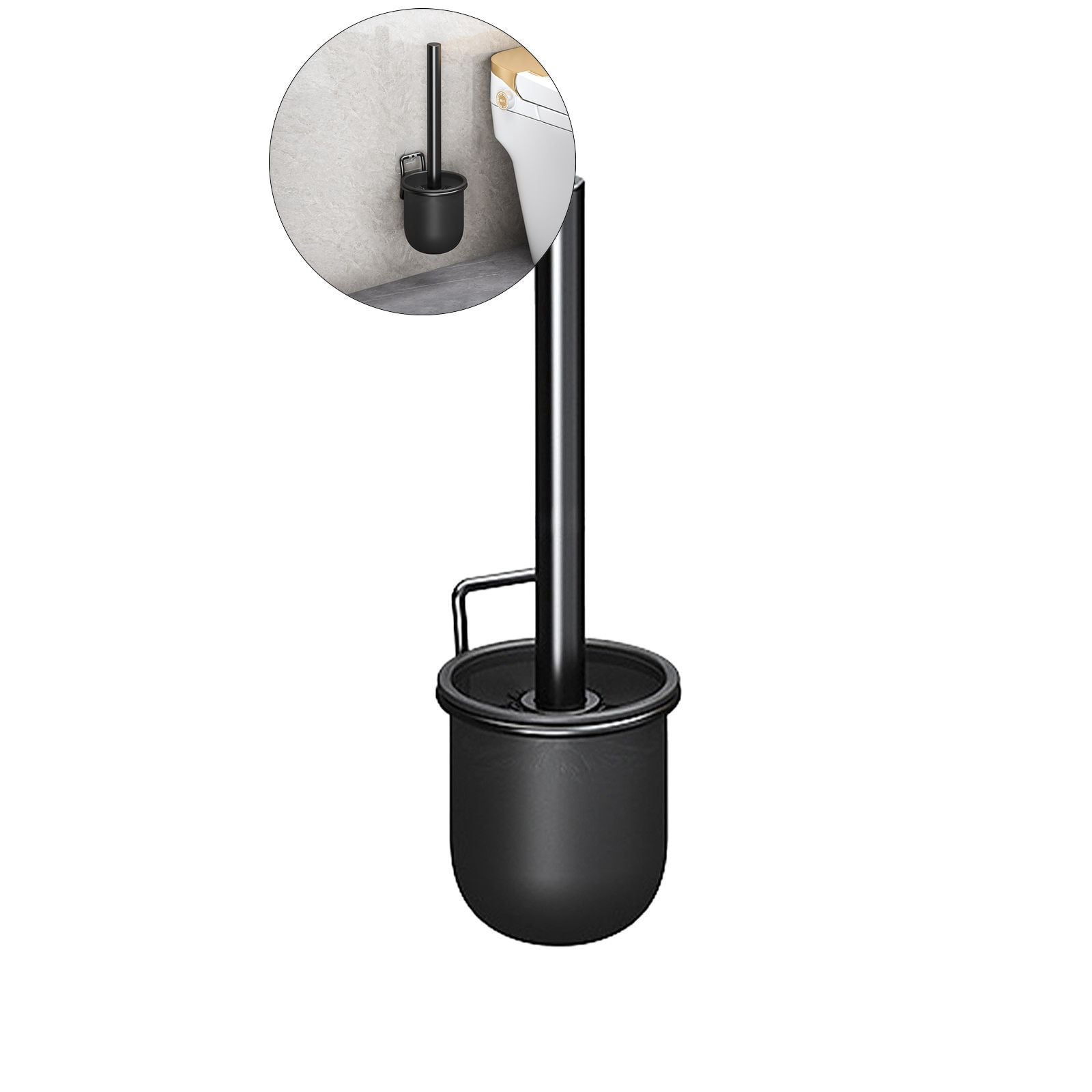 WNFJR Toilet Brushes Metal Toilet Brush Wall Mounted Bathroom WC Toilet ...