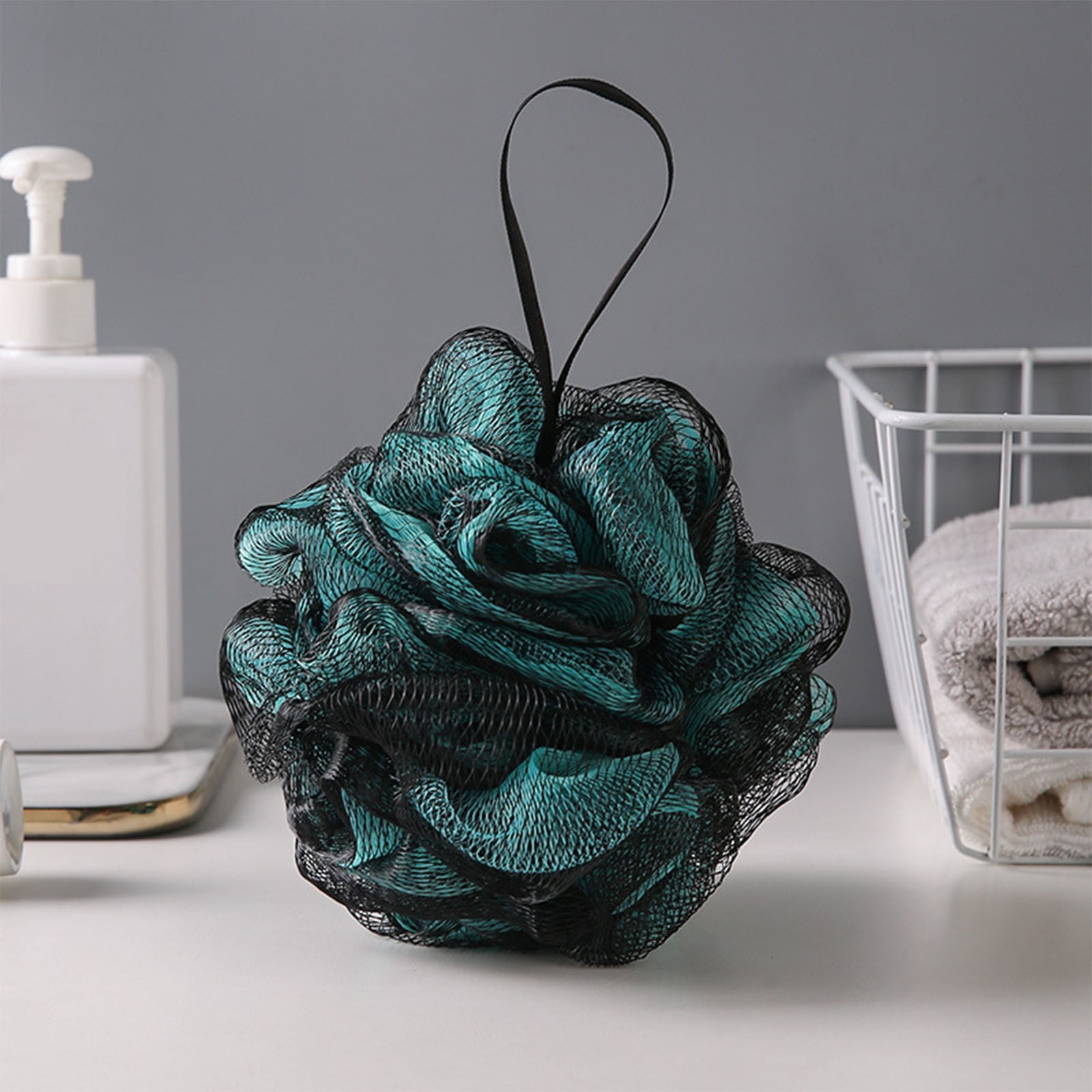 WNFJR Two-Tone Soft & Fluffy Bath Sponge - PE Material with Dense Mesh ...