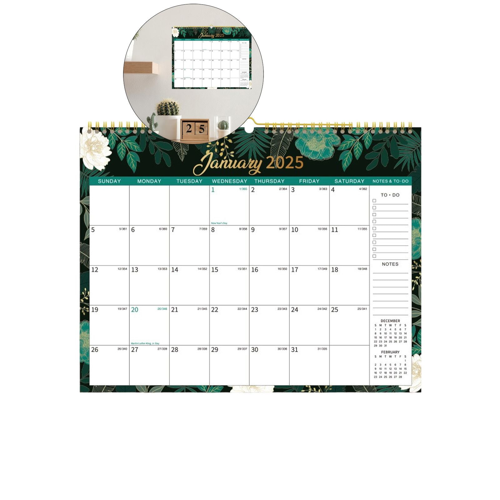 WNFJR Wall Calendar 2025, Calendar Wall 2025, 18 Months Hanging ...