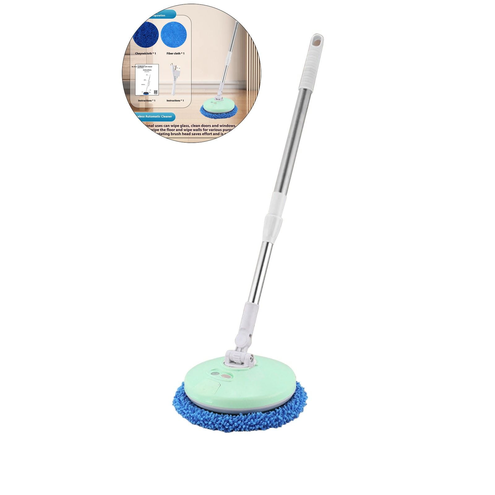 WNFJR Wall Mop with Long Handle, Rotatable Adjustable Cleaning Mop ...