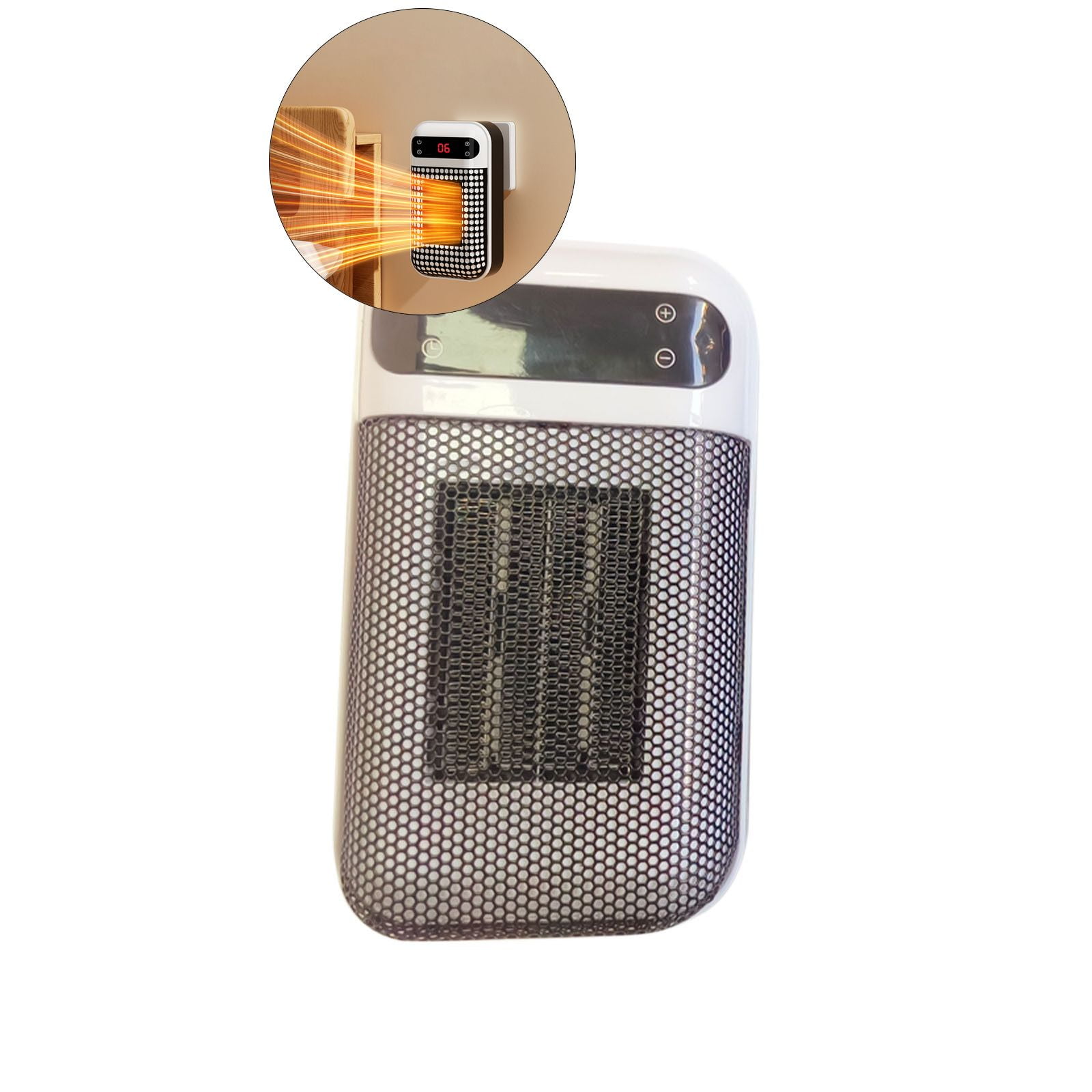 WNFJR Wall Outlet Space Heater with Remote, LED Display Small Plug in ...