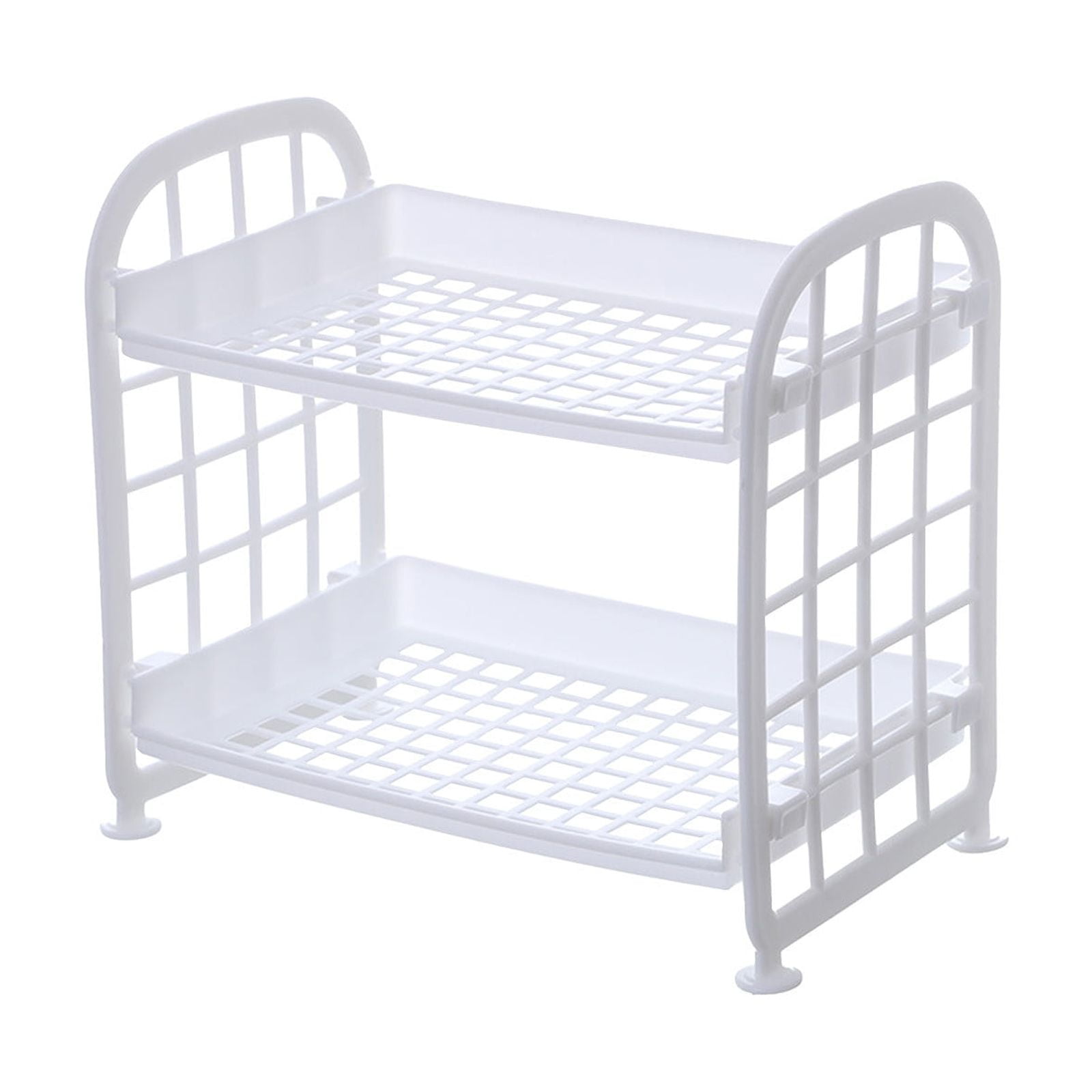 WNFJR White Plastic Double-layer Desktop Shelf for Kitchen and Bathroom ...