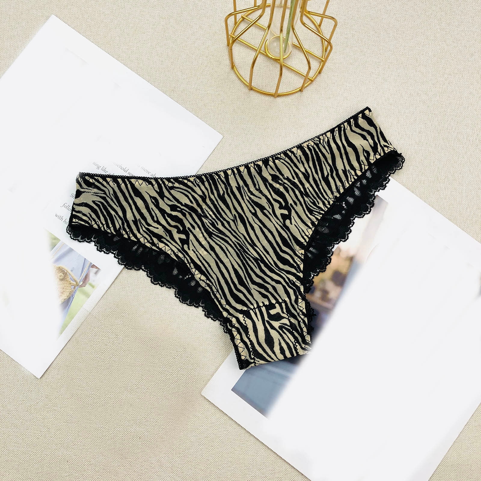 WNG Lace Panties for Womens Leopard Print Bikini Underwear Half Back ...