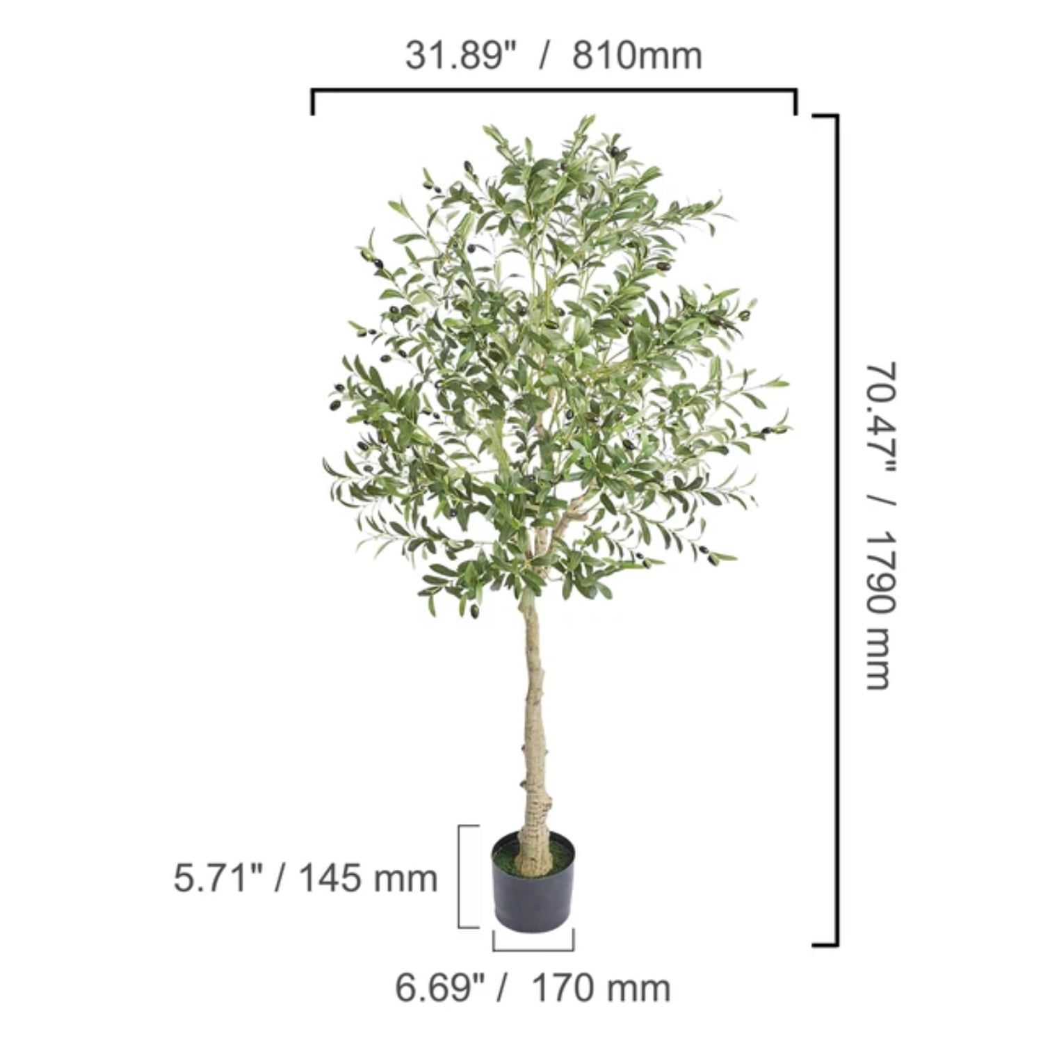 WNGHRON 4/5/6 FT Tall Realistic Artificial Olive Tree - Secure PE ...
