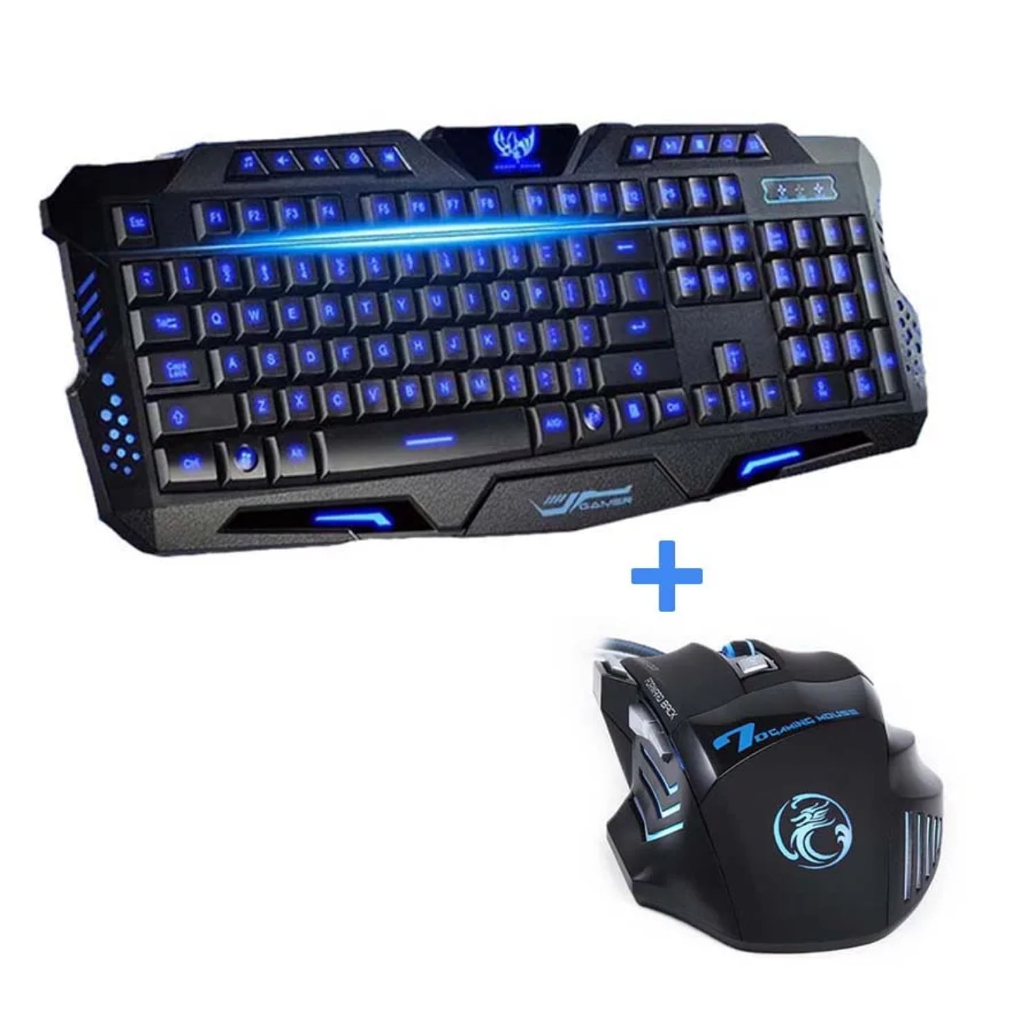 Wnghron Newest Tri Color Usb Wired Led Backlit Laptop Computer Gamer Keyboard Mouse Combo