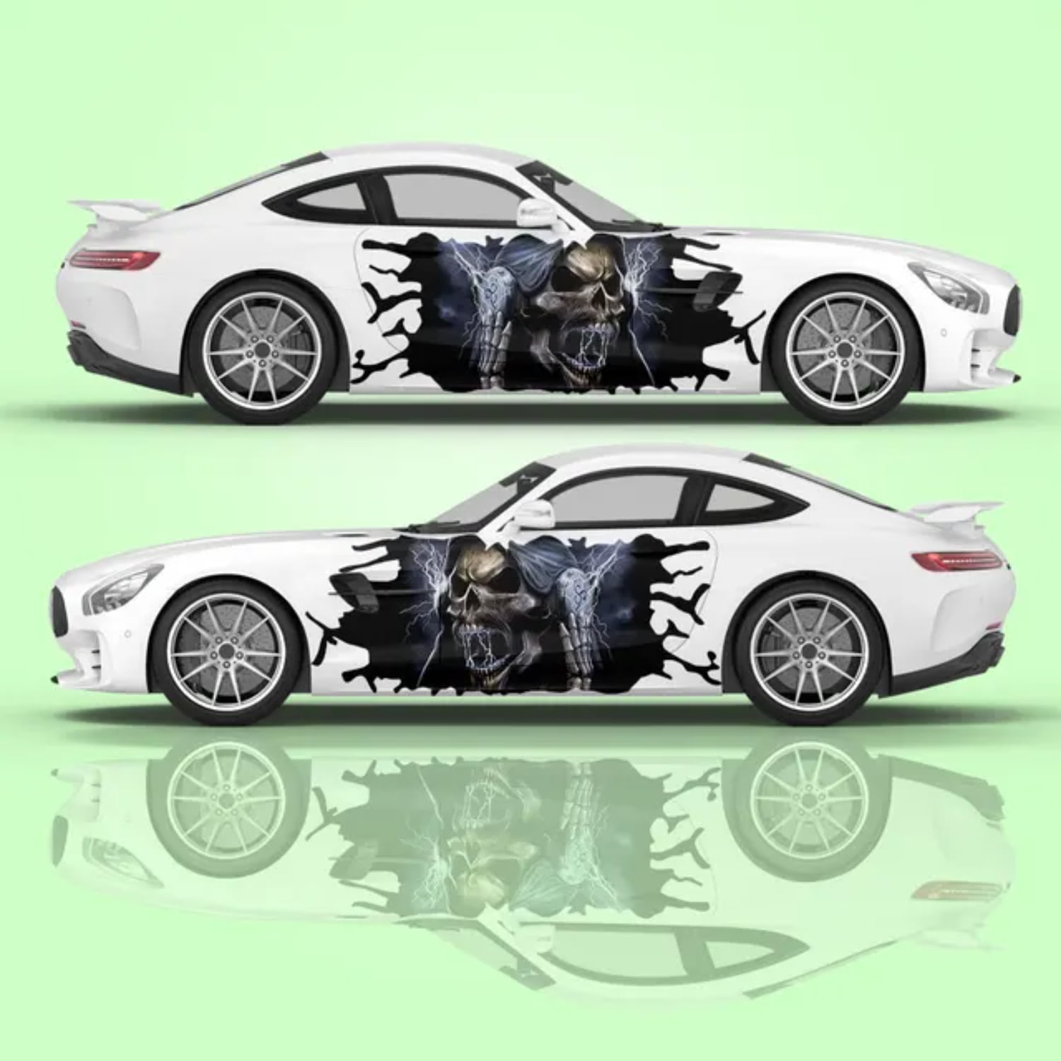 WNGHRON Skull Car Wrap Cast Vinyl Wrap Size Sticker Decals High Quality ...
